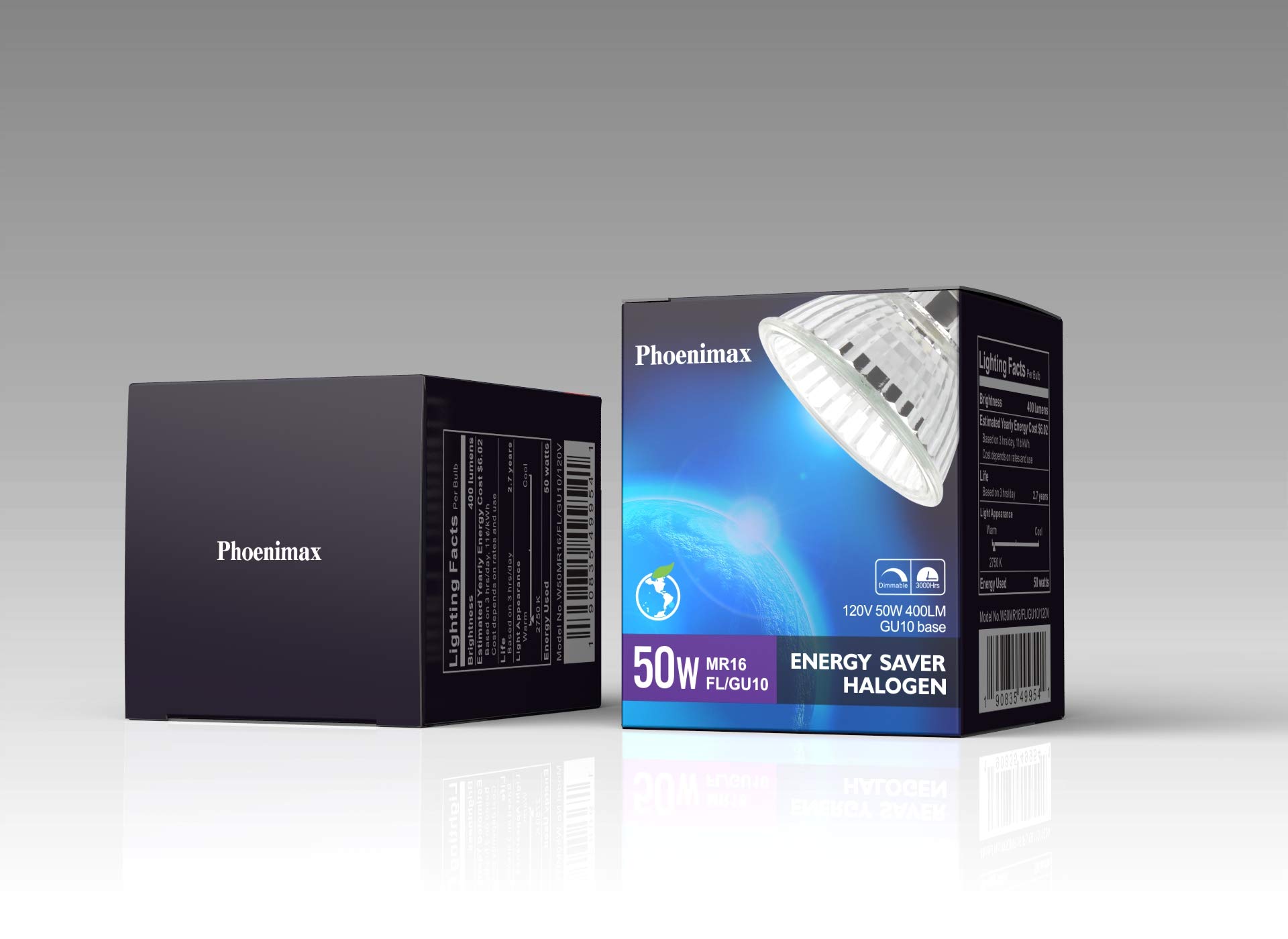 Promotion: Halogen 50 Watt, GU10 Base, 120 Volt, MR16 With UV Glass Cover, W50MR16/FL/GU10, 6 Pack (50W)