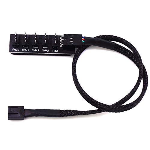 PWM Chassis Fan Splitter Hub Adapter CPU Cooling SATA to Fan-Header with 4 Pin PWM Controller | Dedicated Supply from PSU to Link Multiple Points,RGB (1to5 Motherboard Power Supply Hub-1P)
