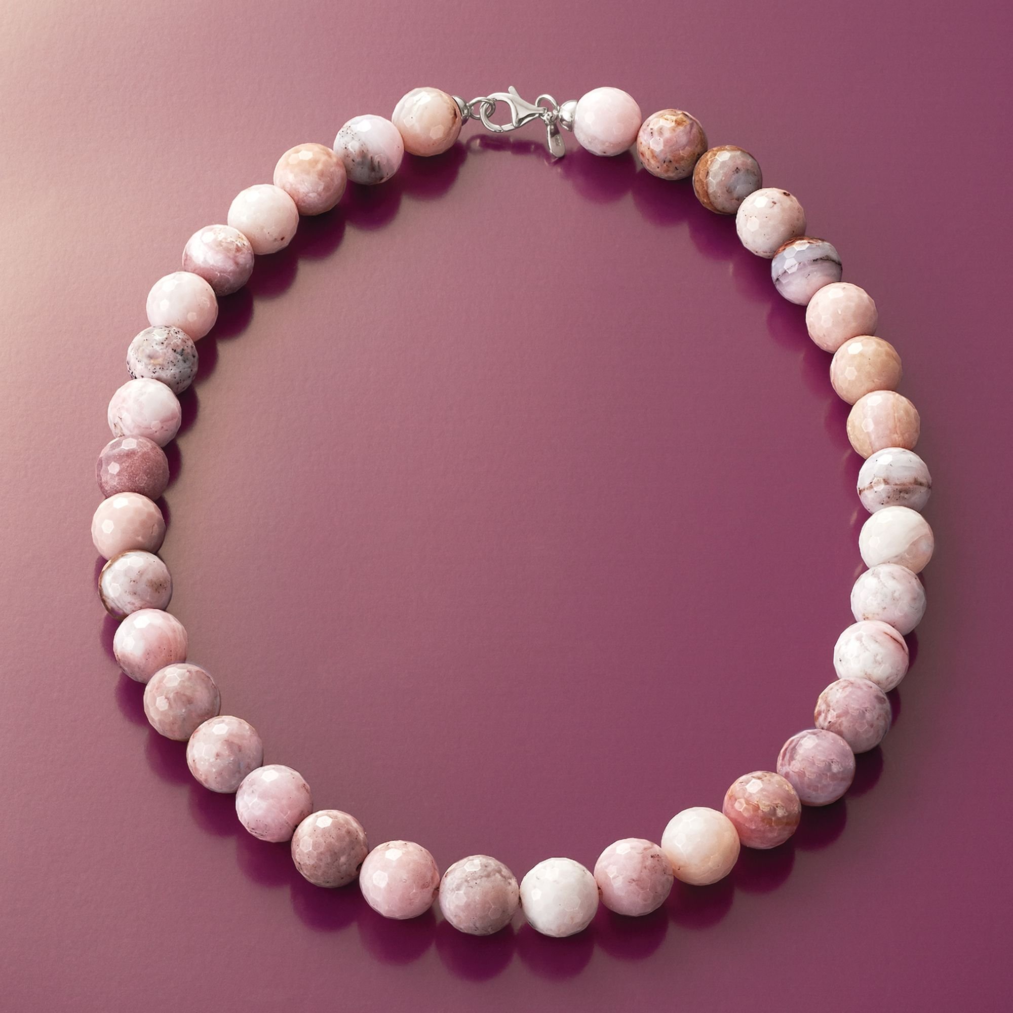 Ross-Simons 12mm Pastel Pink Opal Bead Necklace With Sterling Silver. 18 inches