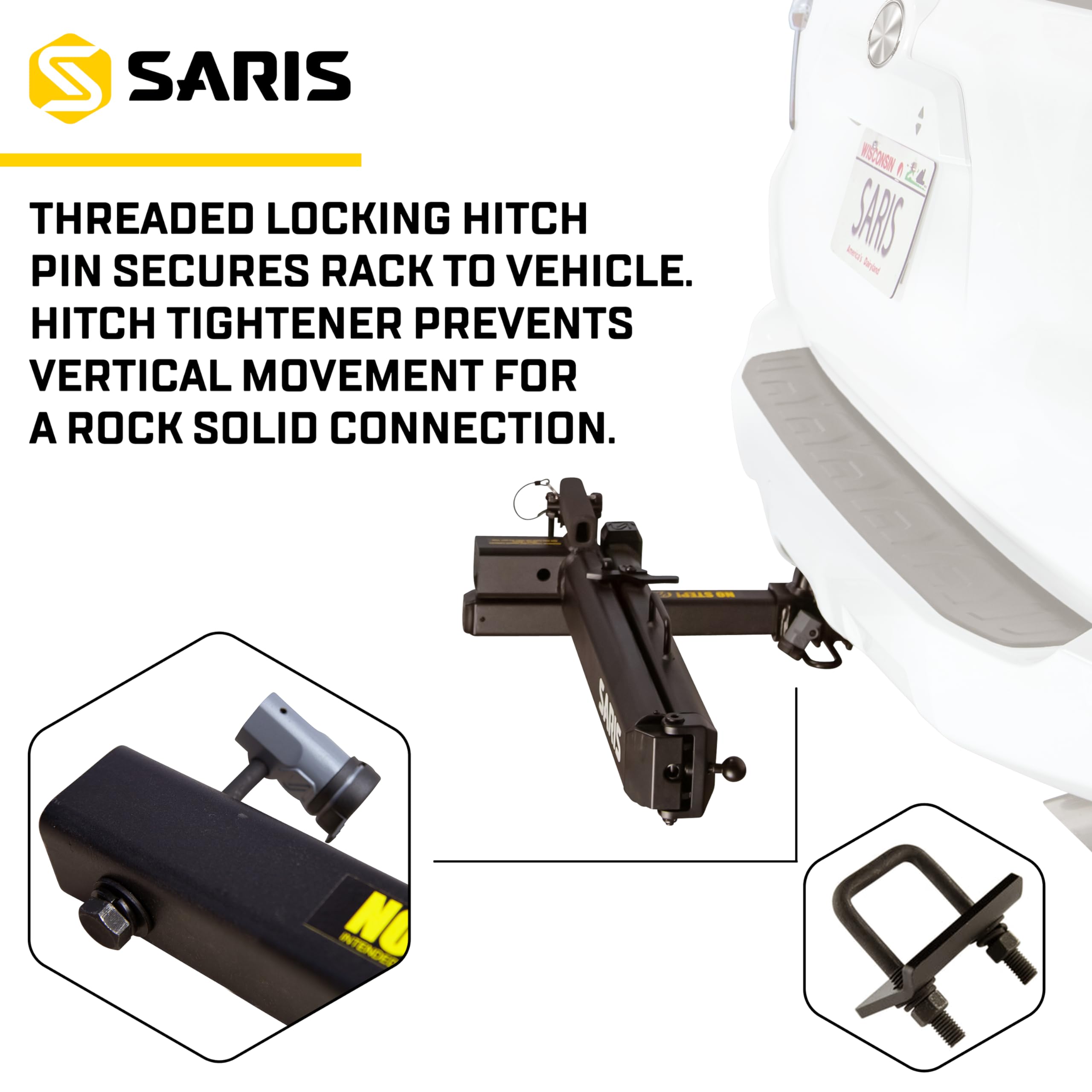Swing Away Hitch Adapter by Saris | 2" Receiver, 250 lb Capacity | Easy Access & Foldable | Black Alloy Steel | Made in The USA