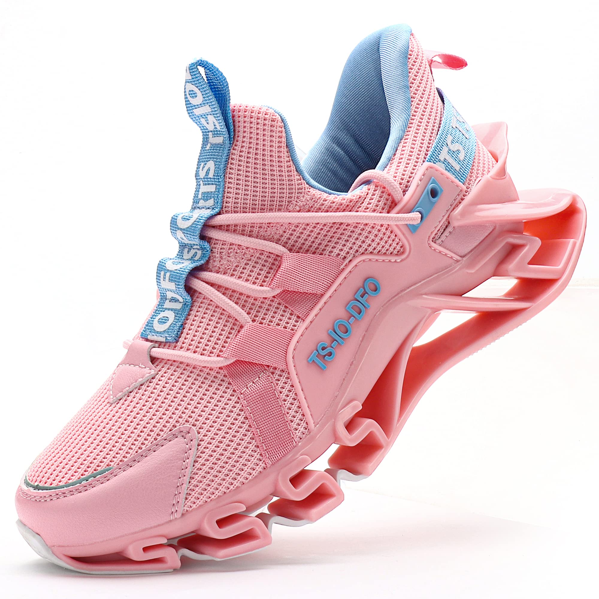 TSIODFO Sneakers for Women Slip on Athletic Running Walking Shoes Breathable Comfort Runner Gym Workout Tennis Shoe Pink Blue Size 8.5