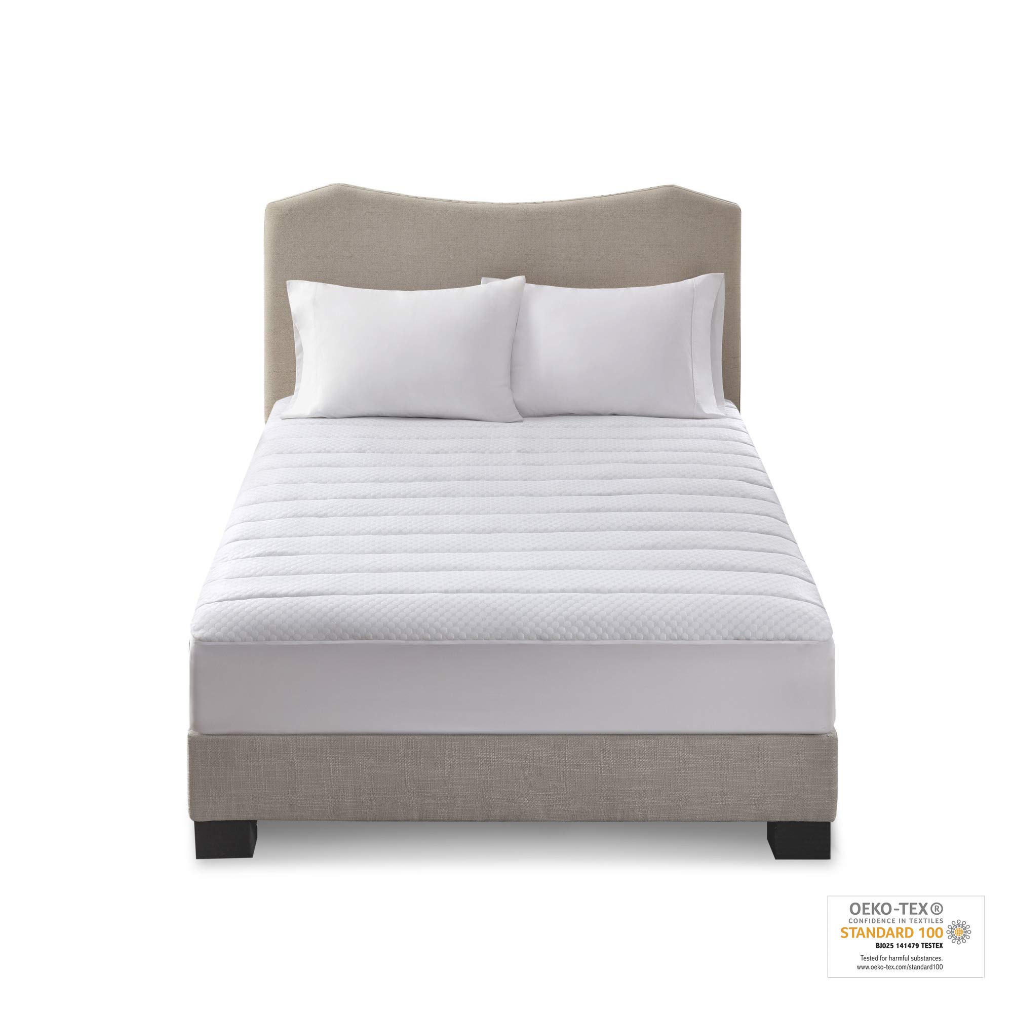 Sleep Philosophy Cooling Waterproof Mattress Pad Cover-Channel Quilted Top Breathable Bed Protector All Around Elastic Deep Pocket Fits Up to 18 Inch, King, White, BASI16-0570