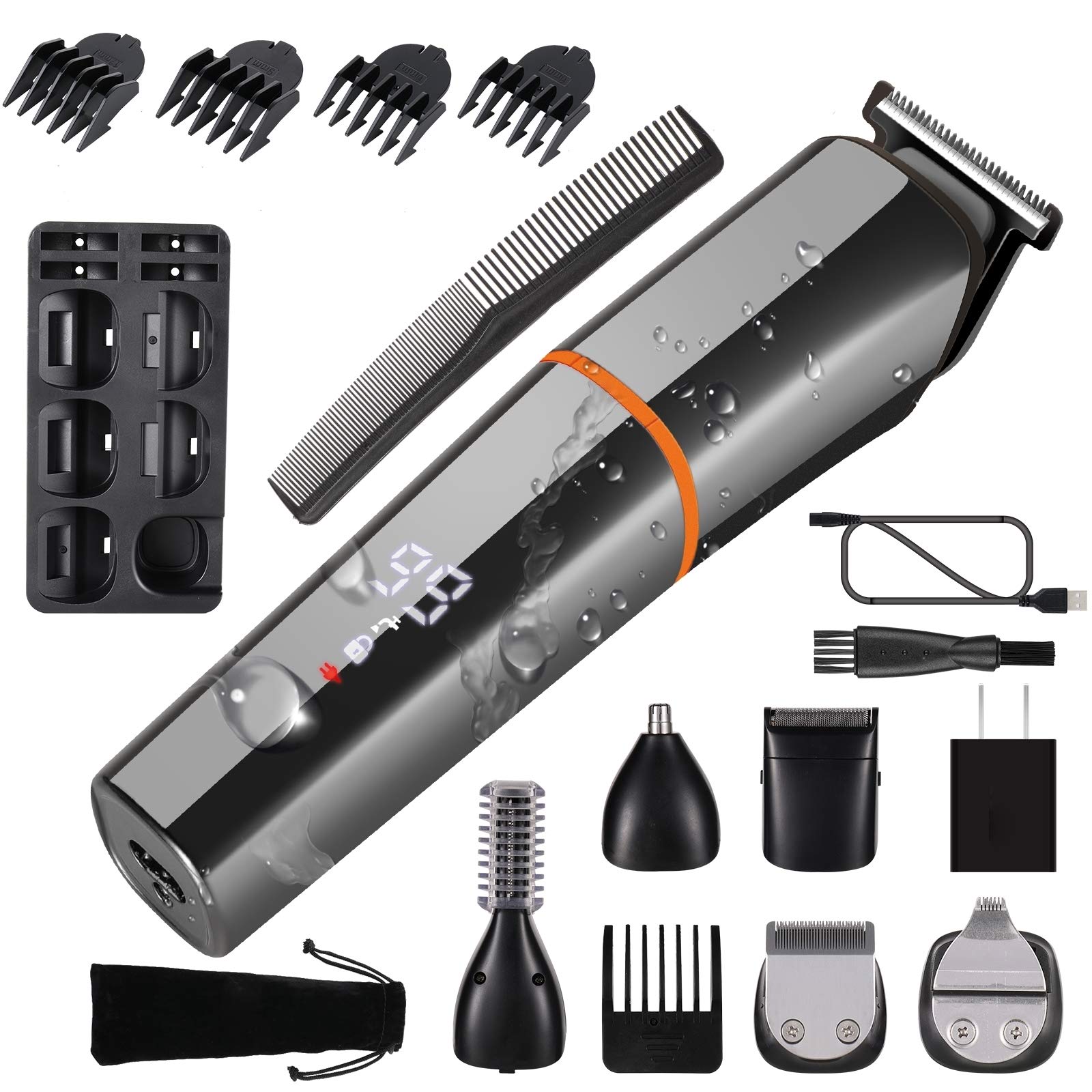 TUSHANGGE Beard Trimmer for Men Hair Clippers Electric Razor Body Hair Trimmer 6 in 1 Beard Grooming Kit Waterproof USB Rechargeable