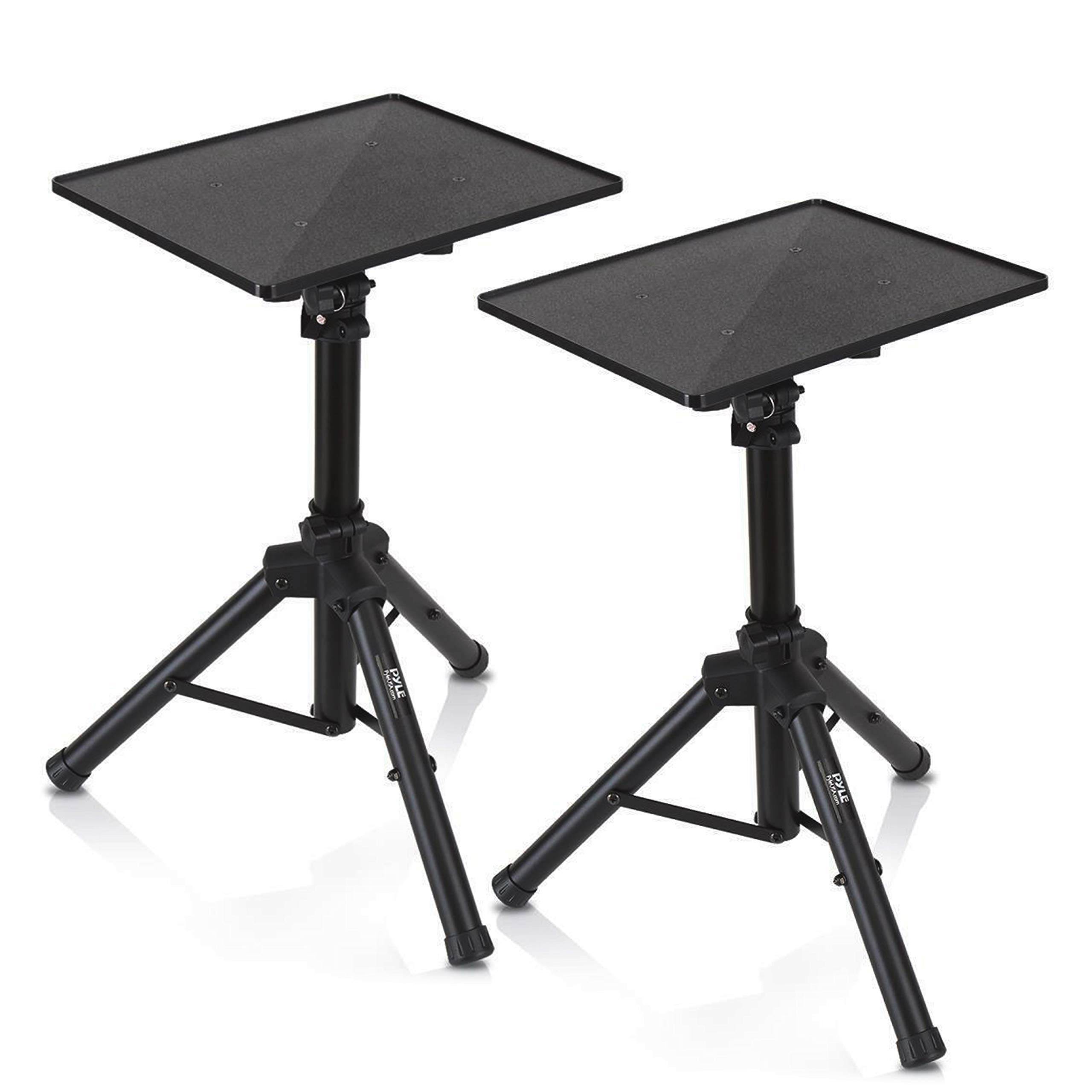 Pyle Laptop Projector Tripod Stand - 2 Pcs Computer, Book, DJ Equipment Holder Mount Height Adjustable Up to 52 Inches w/ 20'' x 16'' Plate Size - Perfect for Stage or Studio Use - Pyle PLPTS4X2