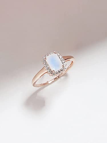 YoTreasure 1.52 Ct Moonstone Solid 10kt Rose Gold Engagement Ring Jewelry