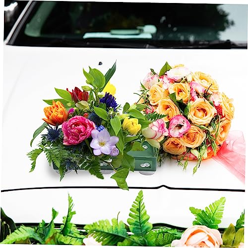 VOSAREA 6pcs Wedding Car Decoration Suction Cup Large Flower Cage Holder Floral Grande Cage Dining Room Table Decor Floral Mud Tray for Wedding Car Plastic Dining Table Big Cage Bride