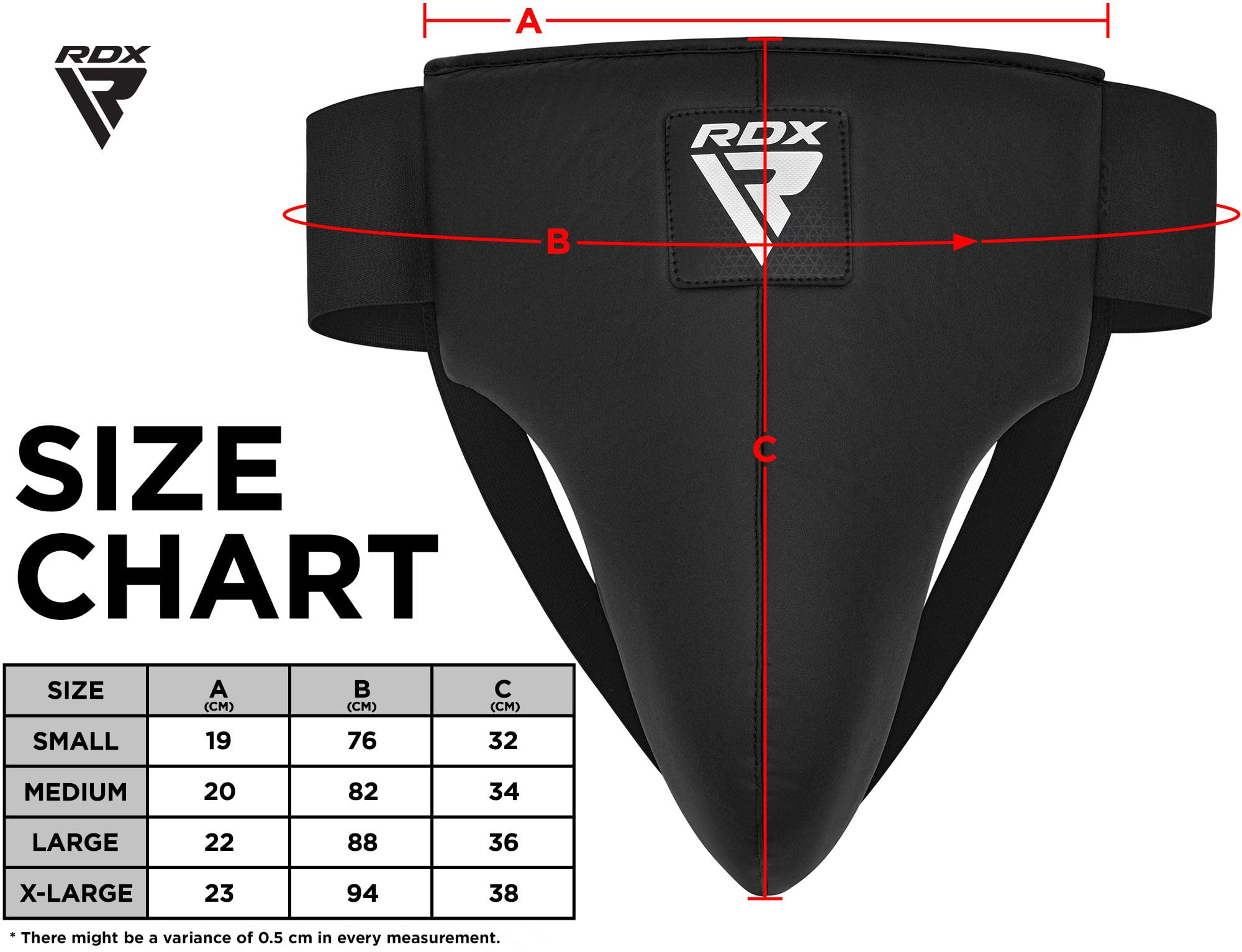 RDX Groin Protector for Boxing, Muay Thai, Kickboxing and MMA Training, Maya Hide Leather Abdo Gear for Martial Arts , SATRA Approved Abdominal Guard for Karate and Taekwondo (Black, Large)