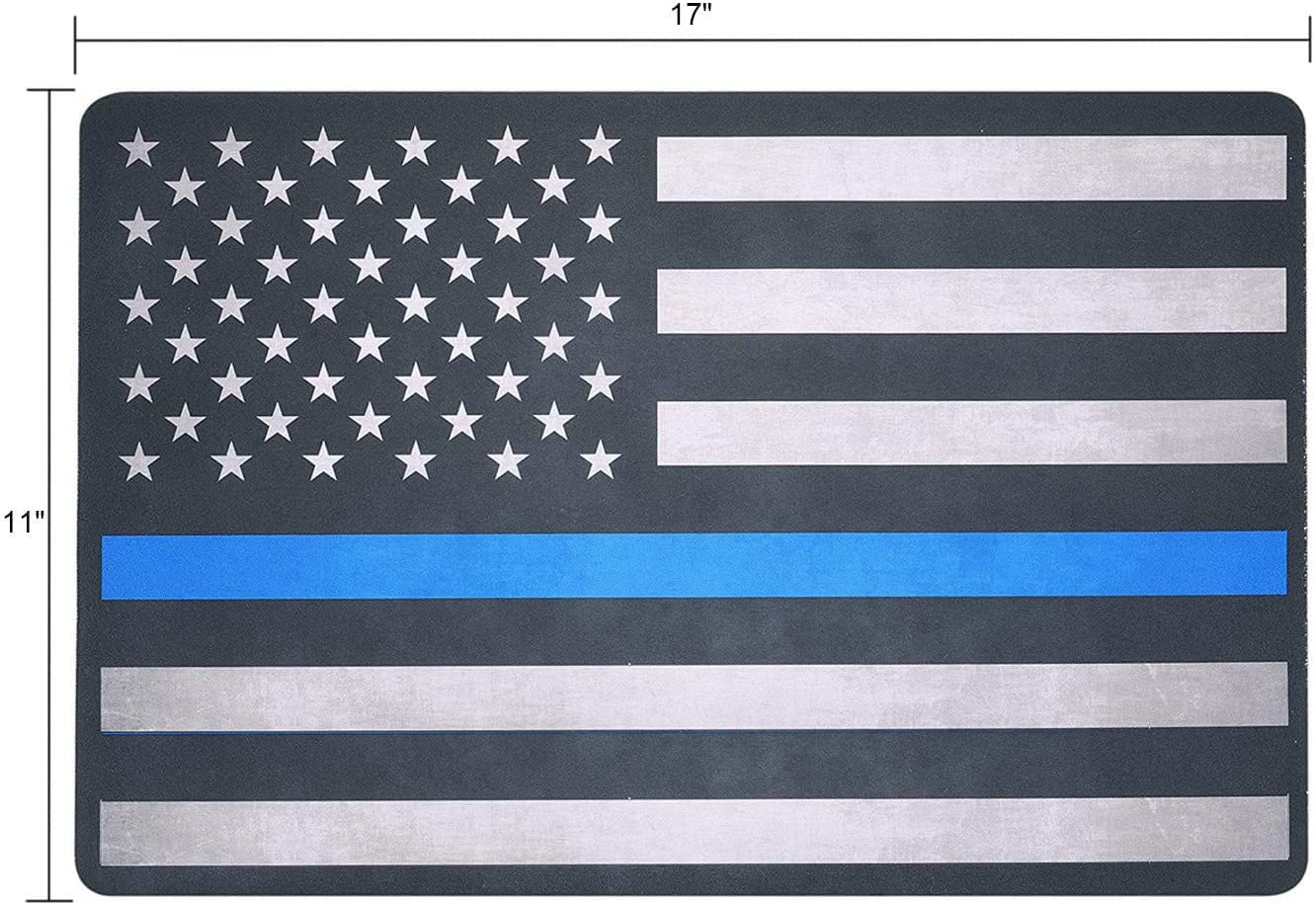 Raiseek Thin Blue Line Flag Gun Mat Gun Cleaning Mat of USA 11"x17"