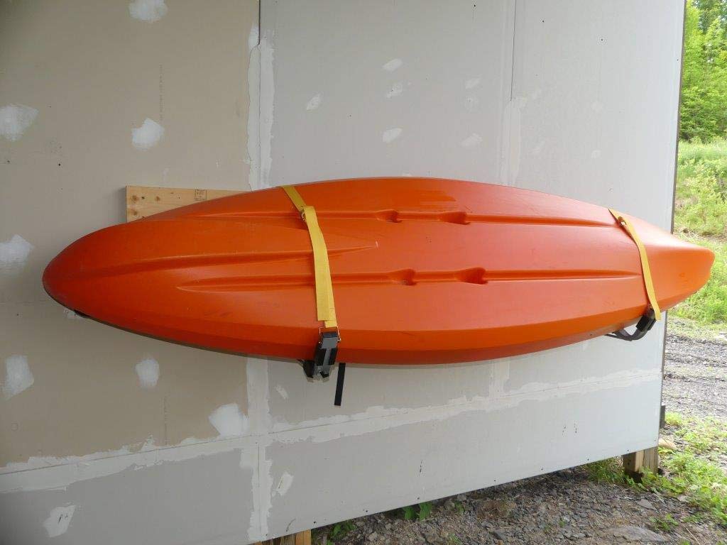 Tech Team KAYAK SUP STORAGE RACK FOLDS FLAT TO WALL 200 lb. CAPACITY WEB STRAPS RUBBER CUSHIONS