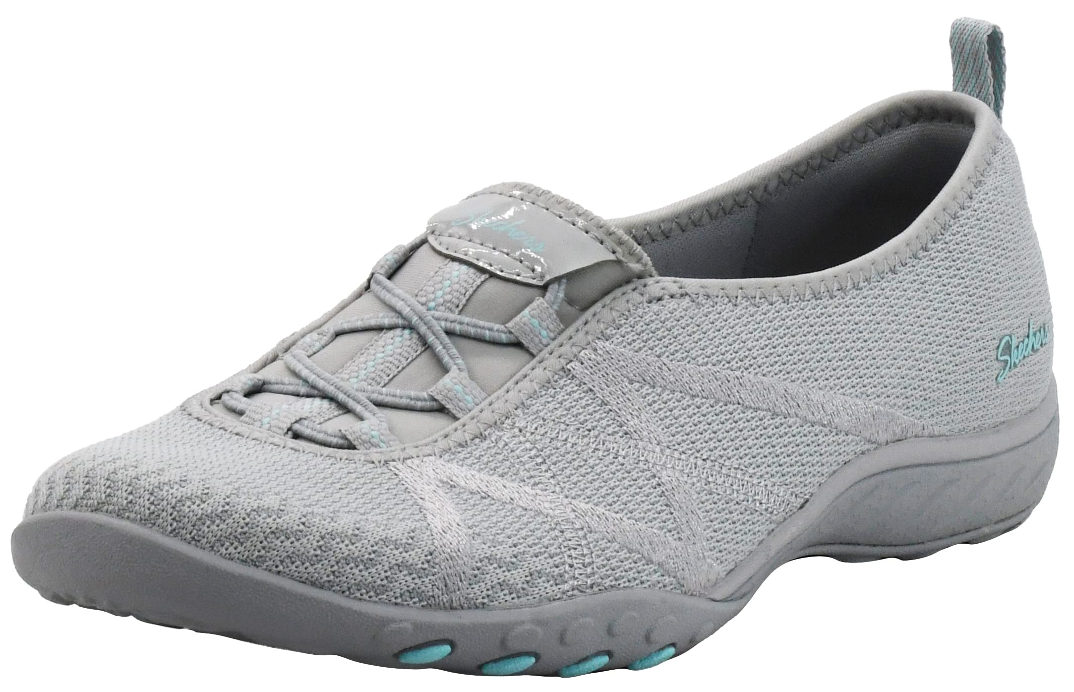 Skechers Women's Breathe Easy-A Look Sneaker, Grey/Aqua 8 W