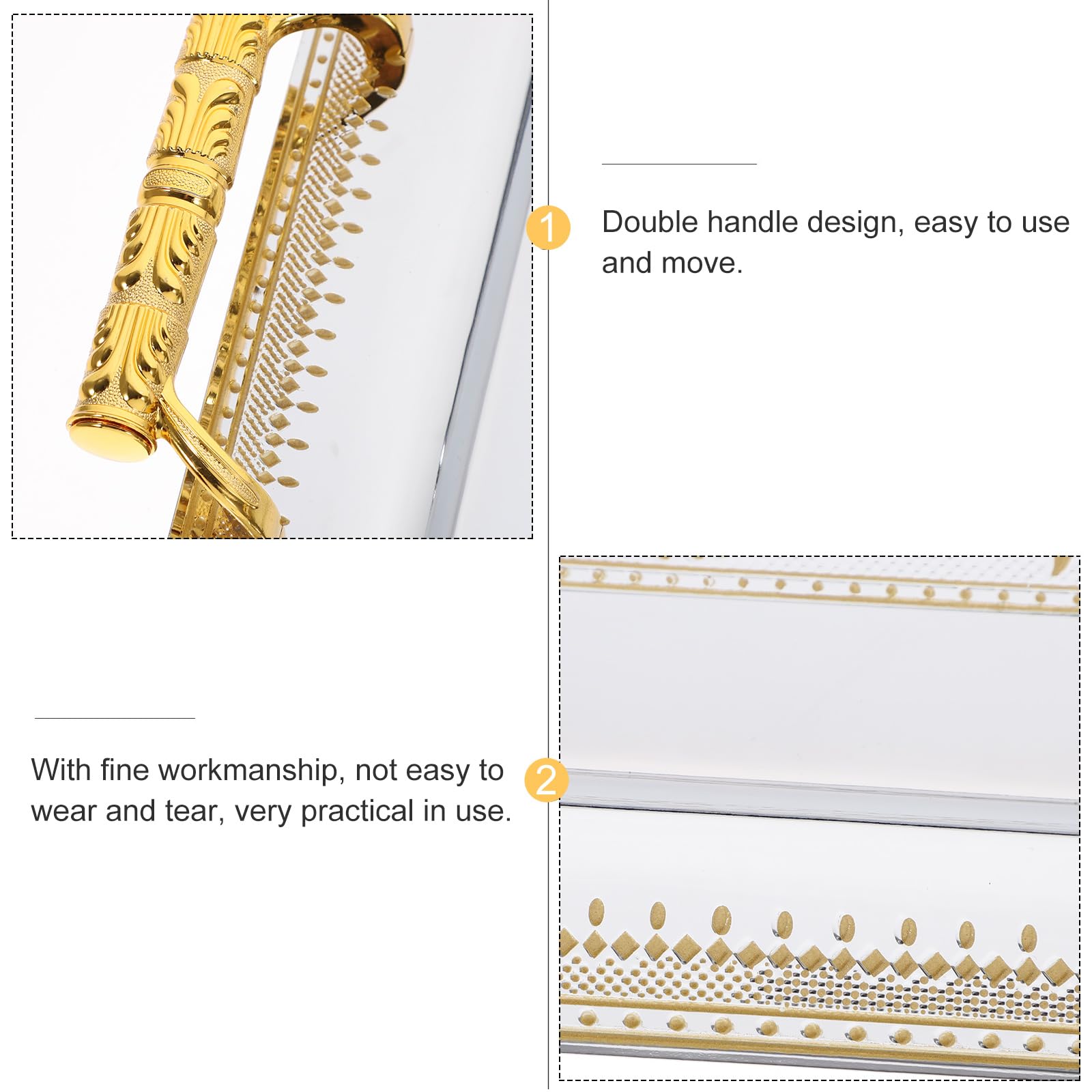 Zerodeko 1Pc Retro Fruit Tray European Style Tray Food Plate Double Handle Tray for Hotel Home Buffet