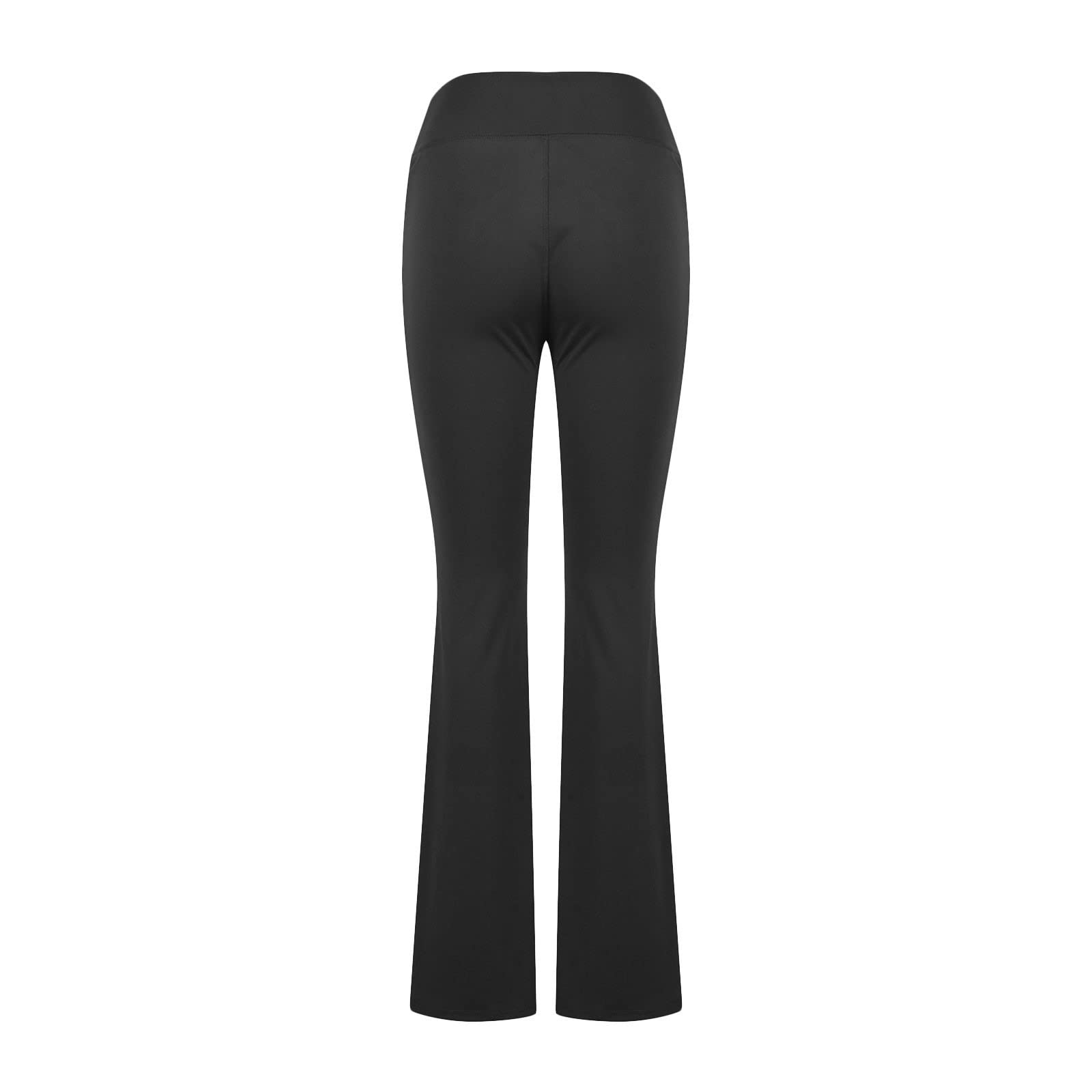 Women High Waist V Cross Pants Tummy Control Bell Bottom Bootcut Pants Casual Wide Leg Yoga Pants with Pockets Black