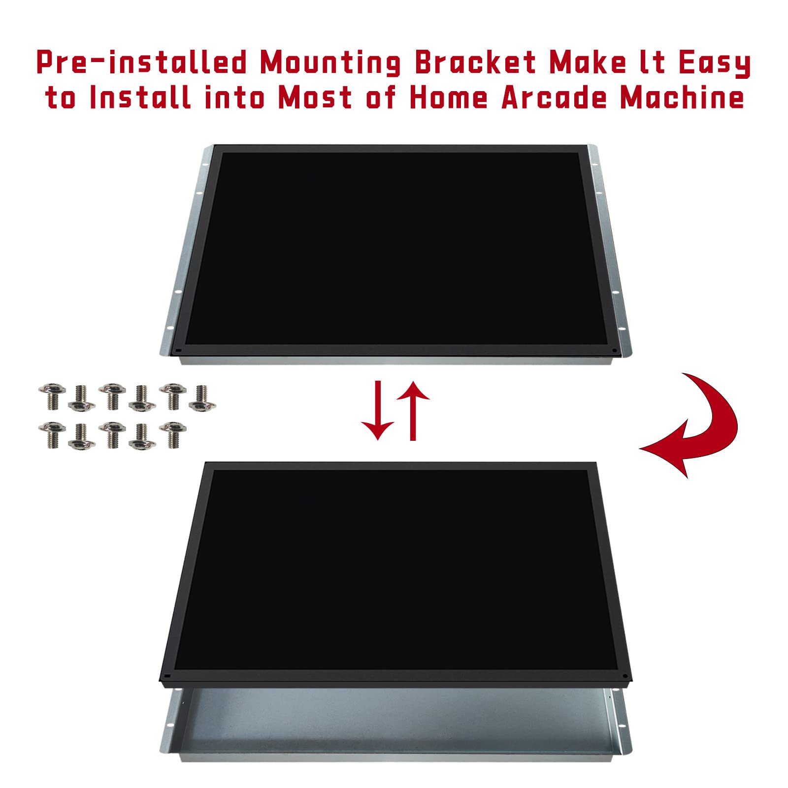 UNICO 17 Inches Arcade Screen with 4:3 Ratio, HD Replaceable Arcade Monitor Support CGA, EGA, HDMI or VGA Inputs for SNK MVSX ARCADE 1UP Creative
