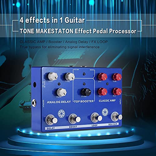 WYFDP Multi-Effects 4-in-1 Guitar Effect Pedal Tone MAKESTATON Guitar Pedal Processor Classic AMP Booster Analog Delay Guitar Accessor