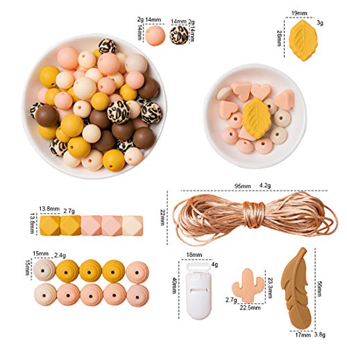 Silicone Loose Bead Craft Set for Jewelry, Necklaces & Bracelets BPA Free/Non-Toxic(Include Pacifier Clip) - Yellow Series