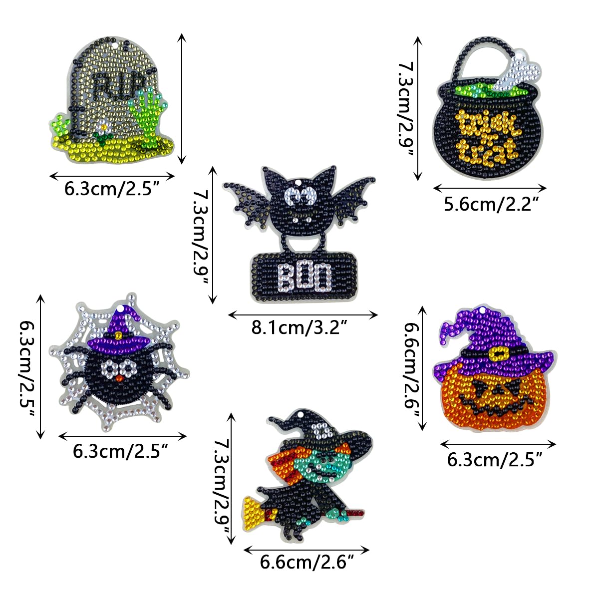 QINGQIU Halloween 5D Diamond Painting Arts and Crafts Kit for Kids to Make Halloween GEM Keychains