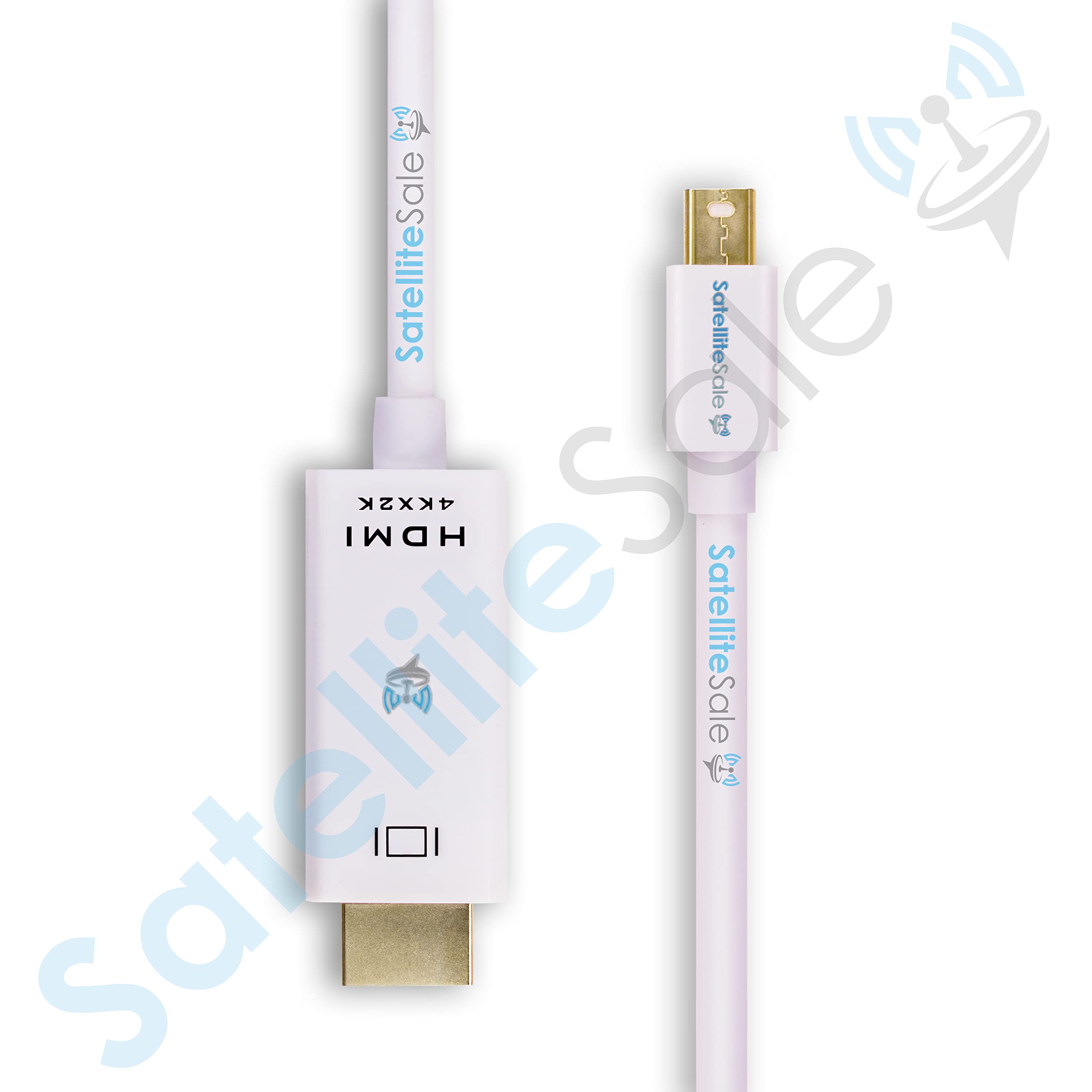 SatelliteSale Uni-Directional Mini DisplayPort to HDMI Cable Male to Male 4K/60Hz 8.64Gbps Universal Wire PVC White Cord 3 feet
