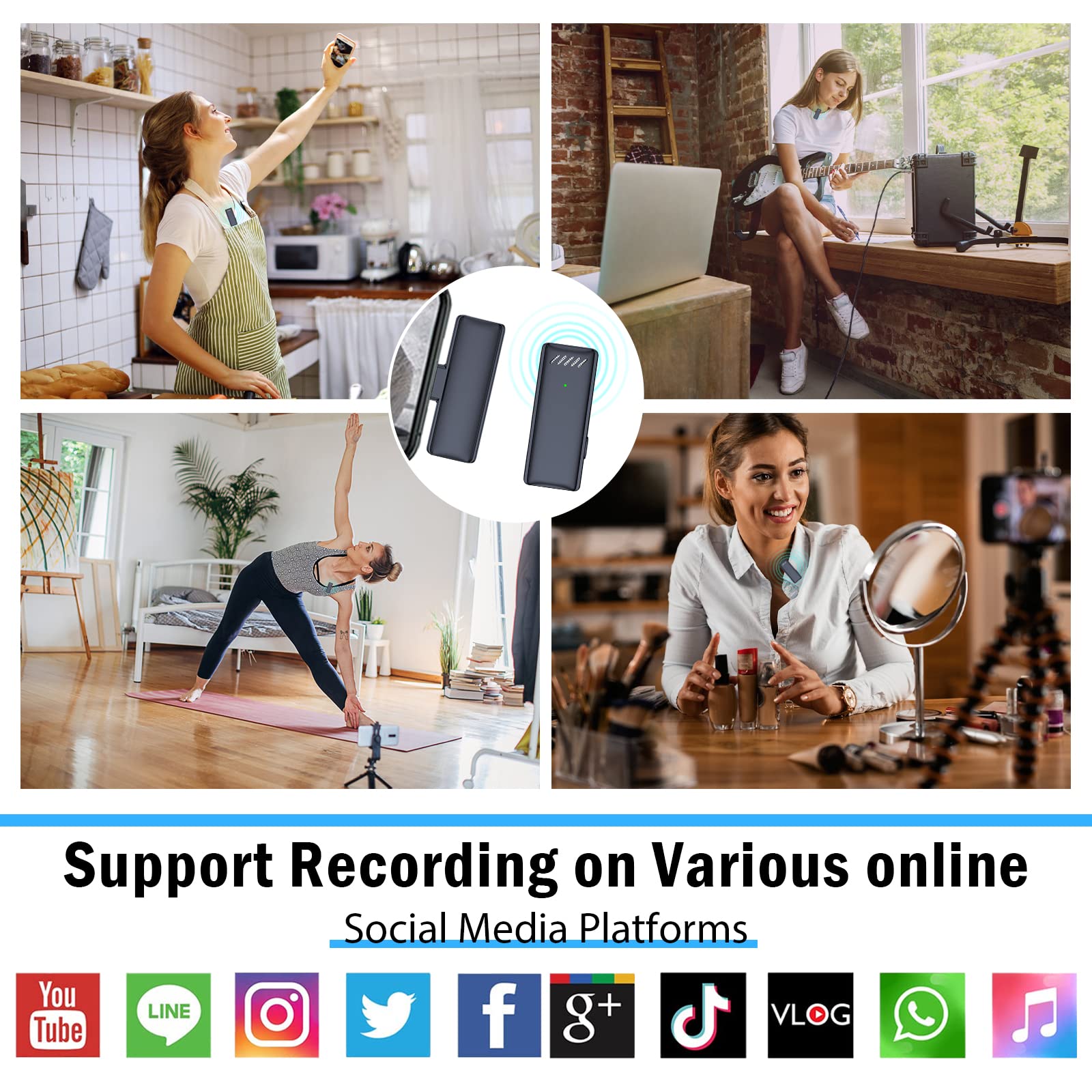 YSSGYMY Wireless Lavalier Microphone for iPhone iPad Android Lapel Mic for Laptop/Computer/USB C,Plug-Play,65ft with Charging Case for Video Recording Interview YouTube Podcast Live