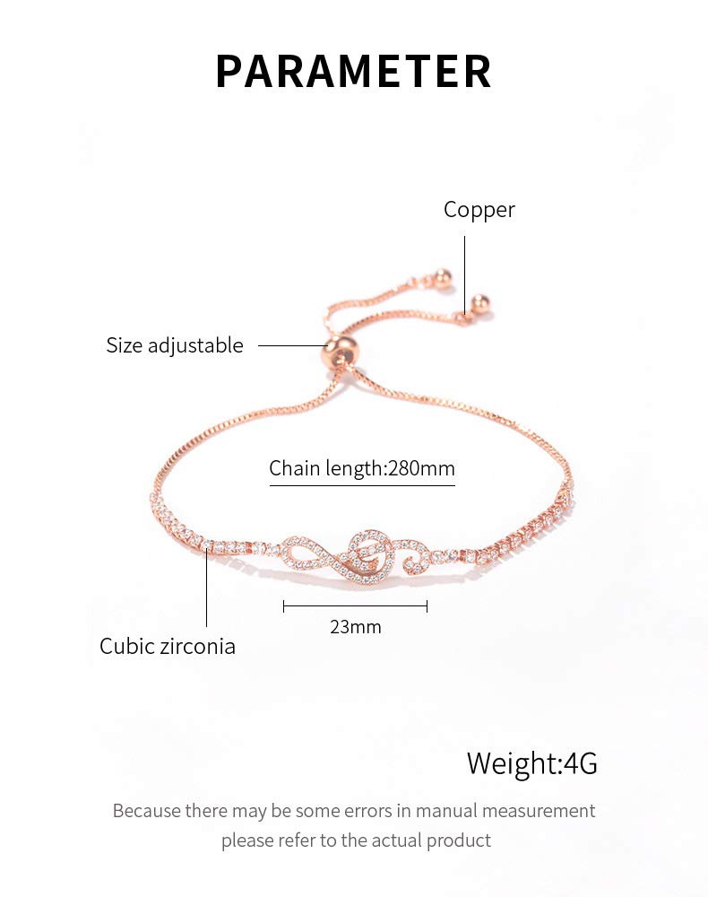 Titruebe Rose Gold Plated Bracelet for Women Musical Note Bracelets Music Lover Jewelry Gift