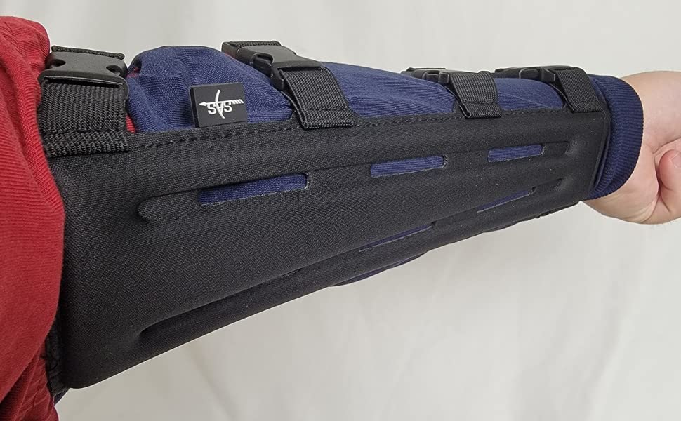 SAS 11.5" Black Extra Long Archery Armguard with 4-Strap Buckles