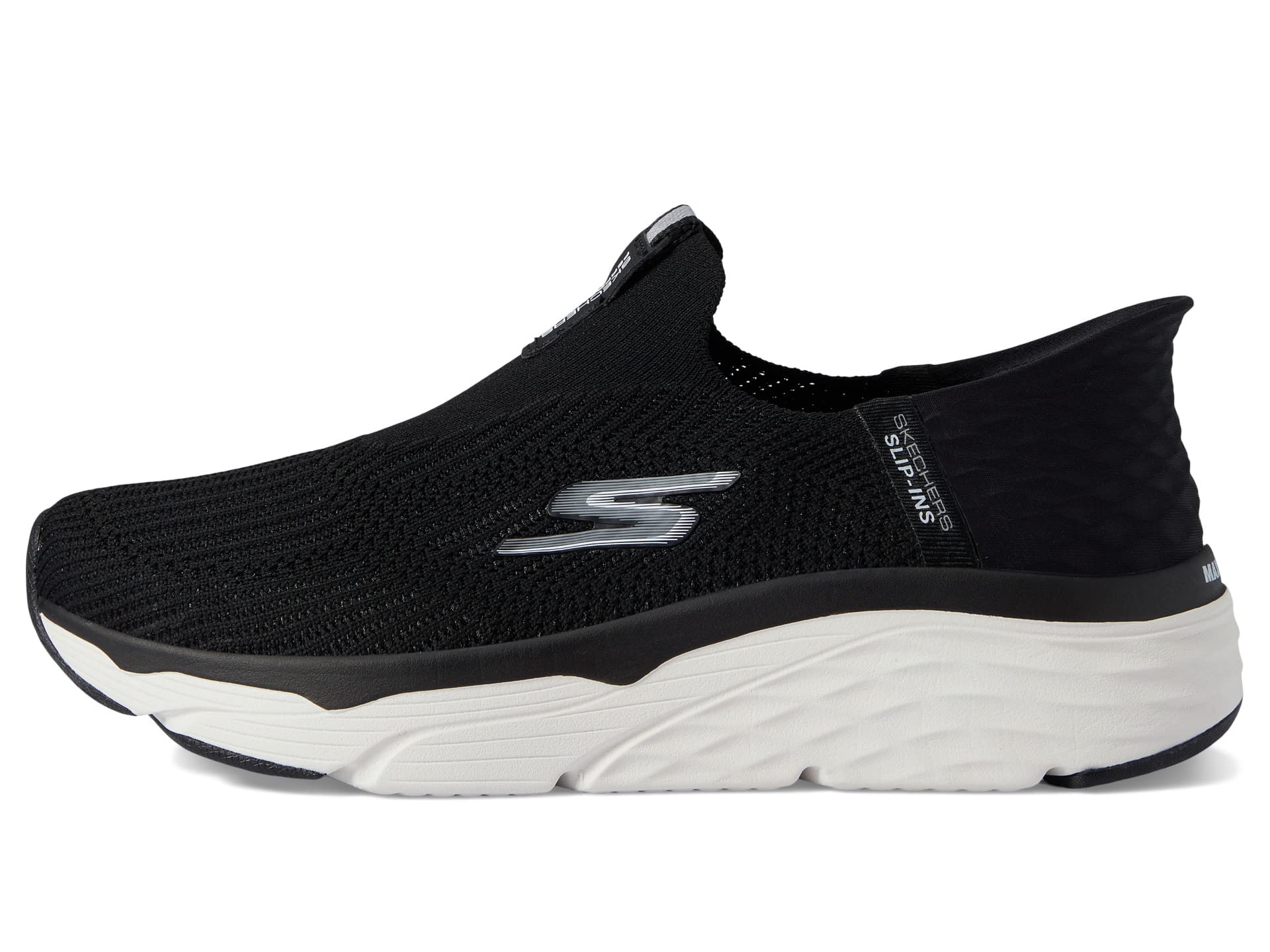 Skechers Women's Hands Free Slip-Ins Max Cushioning Elite-Smooth Transition Sneaker, Black/White, 8