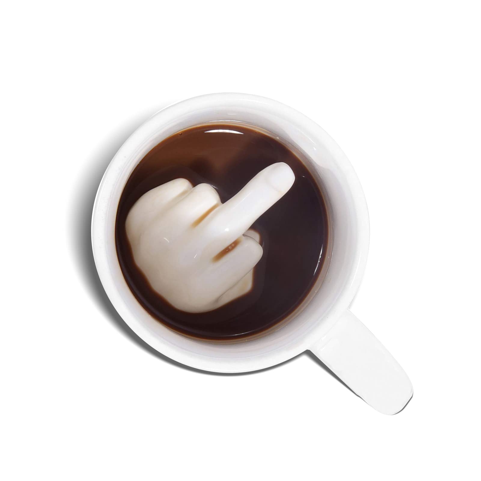 ZFBIRD Middle Finger Cup Ceramic Novelty Coffee Mug with 3D Funny Finger Inside for Christmas Birthday 350ml
