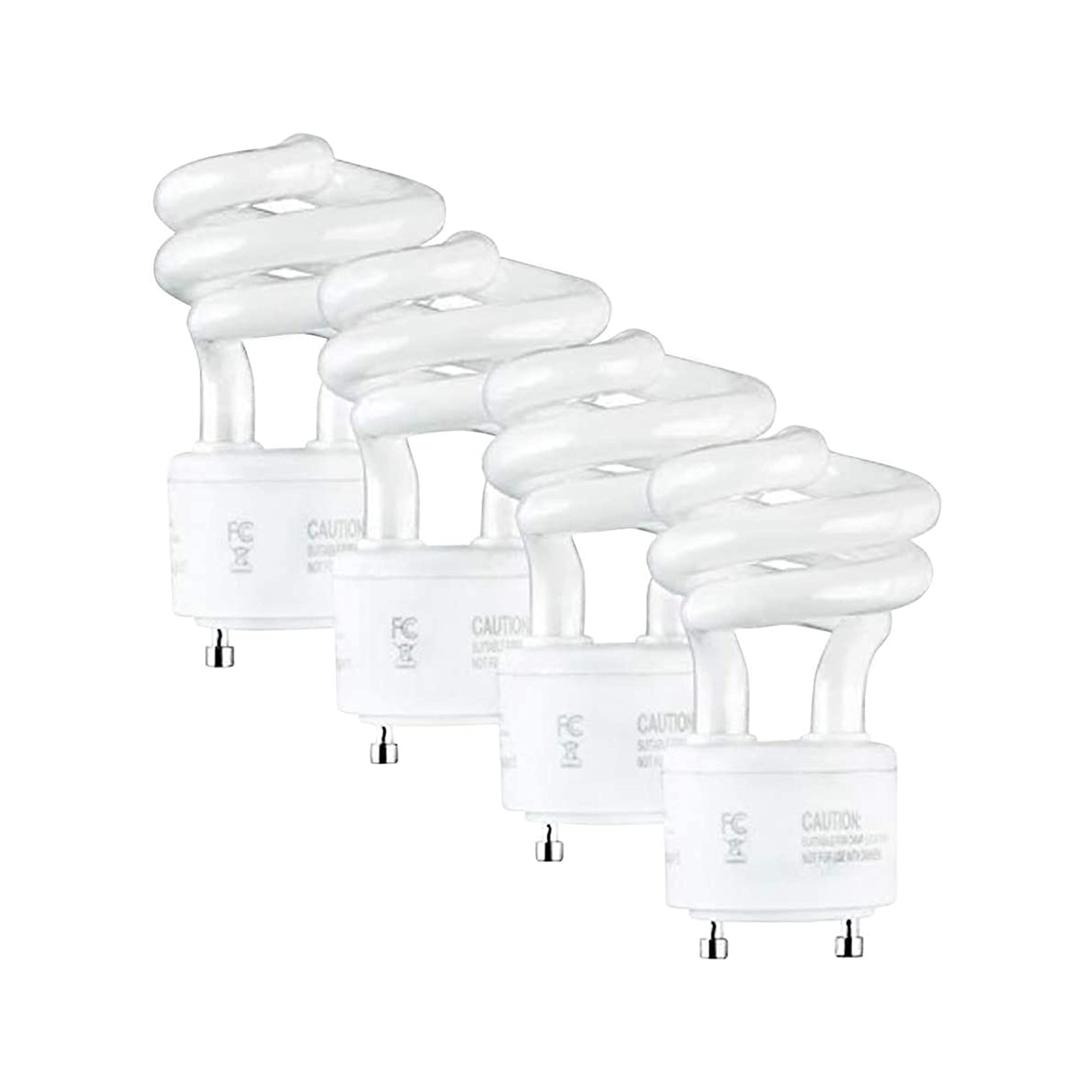 SLEEKLIGHTING - 13Watt GU24 Base 2 Prong Light Bulbs- UL approved-13w 120v 60hz Light Bulb- Mini Twist Lock Spiral -Self Ballasted CFL Two Pin Florescent Light Bulb- 3500K Neutral White -4pack-