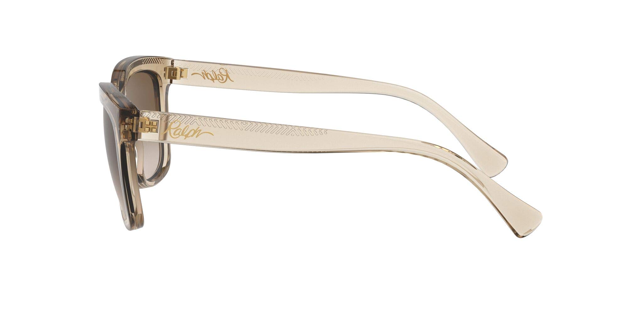 Ralph by Ralph Lauren Women's RA5261 Round Sunglasses, Shiny Transparent Brown/Gradient Brown, 53 mm