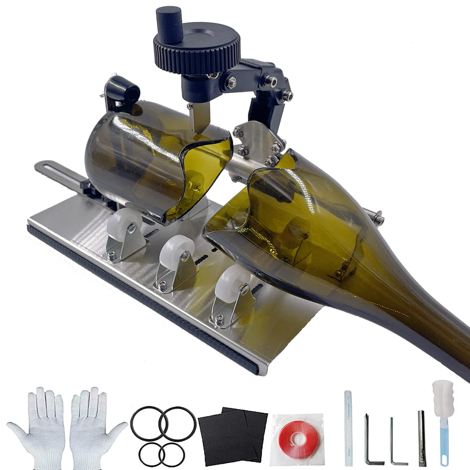 TXZMQD Bottle Cutter & Glass Cutter Kit Round and Square, Upgraded Bottle Cutting Tool Kit for Different Angles, Bottle Cutting Machine with Safety Gloves & Accessories for Wine, Beer, Whiskey