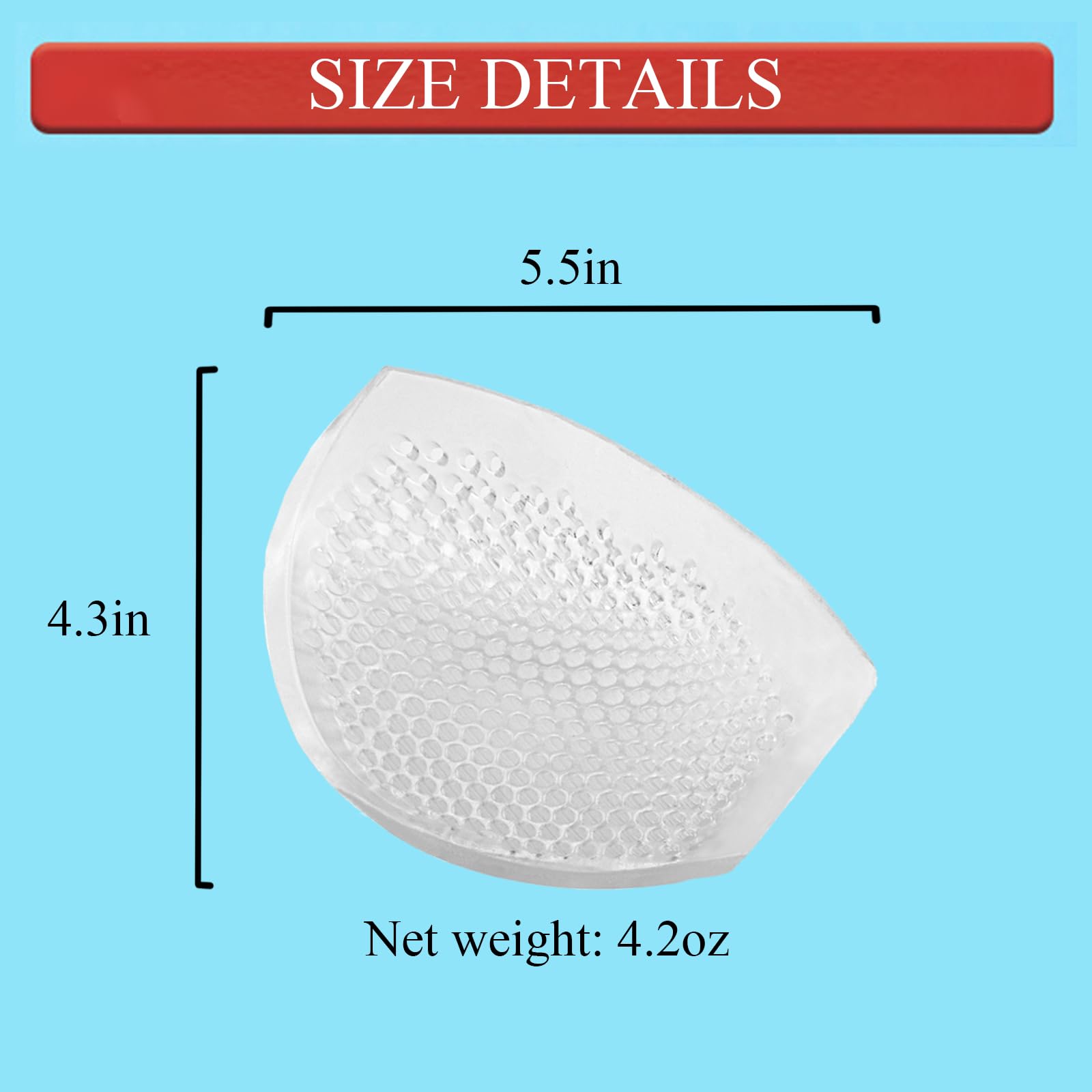 Silicone Bra Inserts, Semi-Adhesive Breast Lift Enhancers Pads Push Up Cup V-Shaped, Reusable, Breathable, Clear,2 Pair for A/B/C Cup