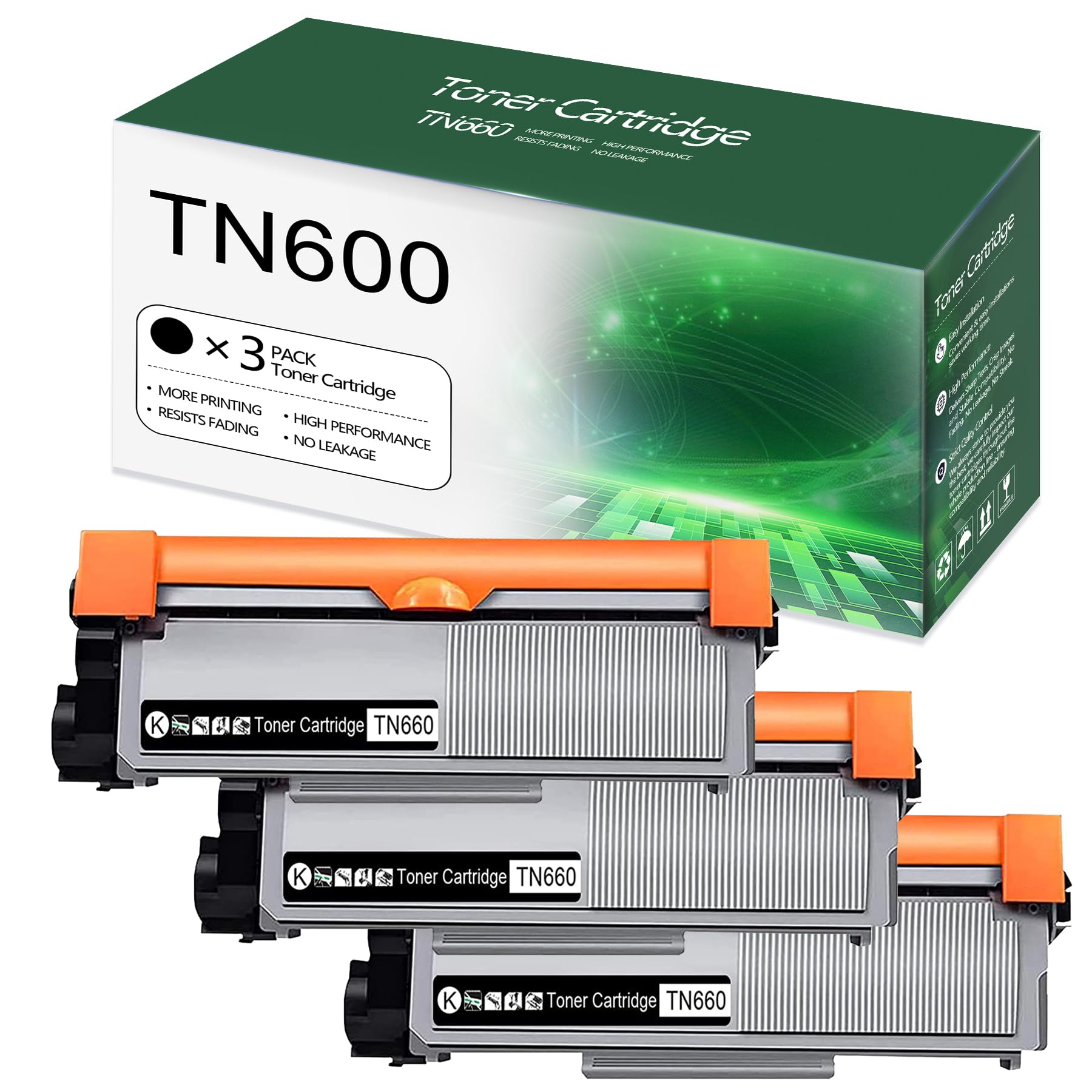 Toner Cartridge Replacement for Brother TN660 TN-660 TN630 TN-630 High Yield Used for MFC-L2700DW MFC-L2720DW; HL-L2305W HL-L2300D HL-L2340DW HL-L2380DW; DCP-L2540DW Series Printer- 3 Pack