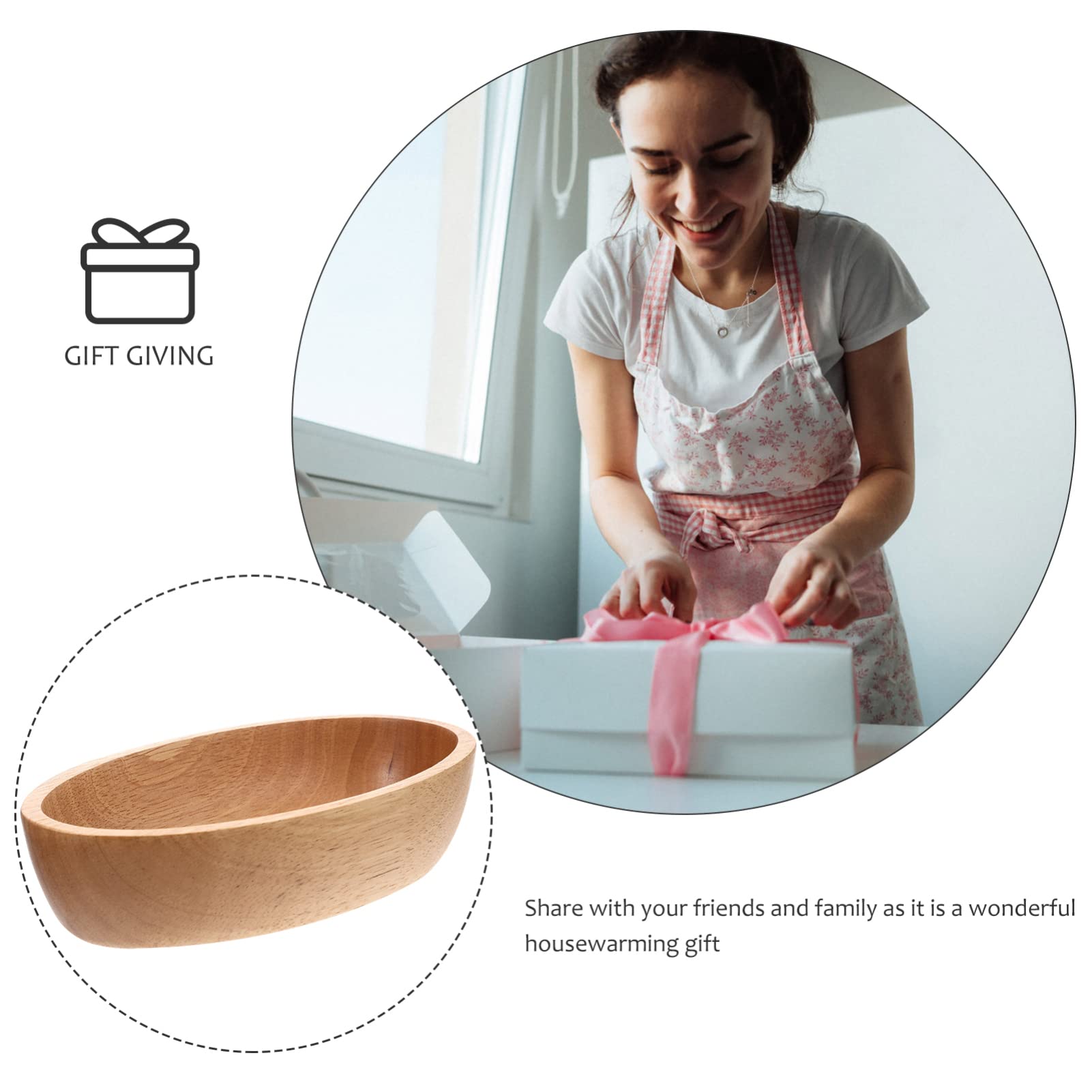Zerodeko Wooden Bowl, Boat Shaped Long Wood Dough Bowl Decorative Serving Tray for Food, Bread, Fruits, Snack, Dessert Plate Tabletop Centerpiece Decor for Home, Kitchen, Dining