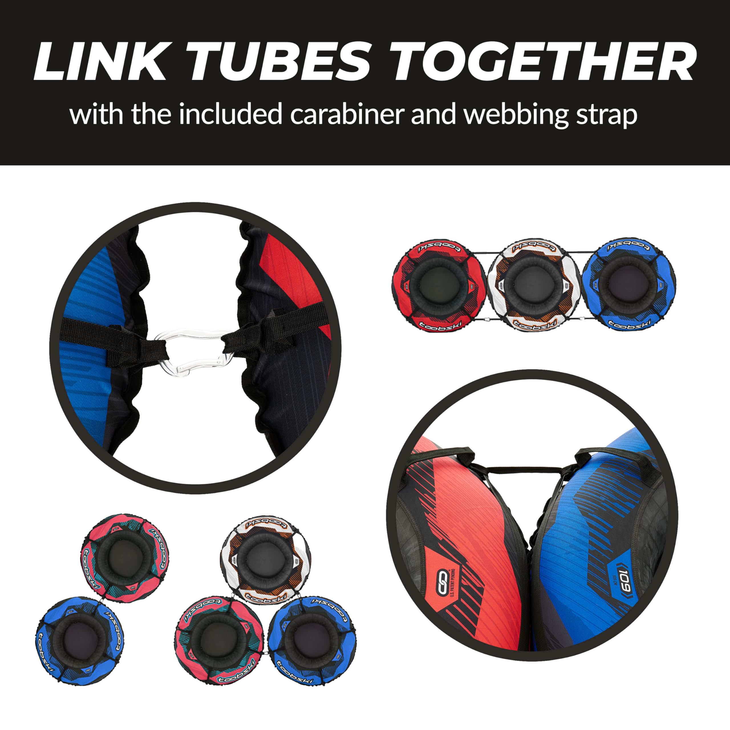 Toobski 109 Slopemaster Heavy Duty Snow Tube for Sledding | Inflatable | High Speed | Connectable | Based in The USA | Color Selection: Red and Black