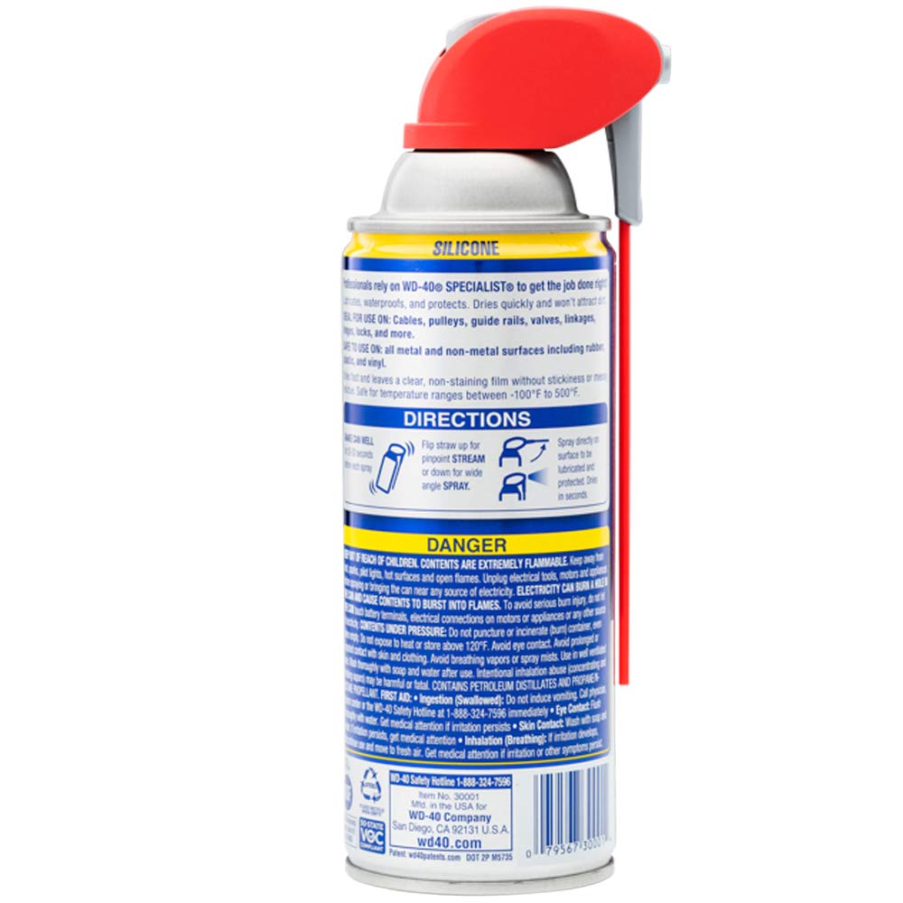 WD-40 Specialist White Lithium Grease Spray with Smart Straw Sprays 2 Ways, 10 OZ [6-Pack] & Specialist Silicone Lubricant with Smart Straw Sprays 2 Ways, 11 OZ