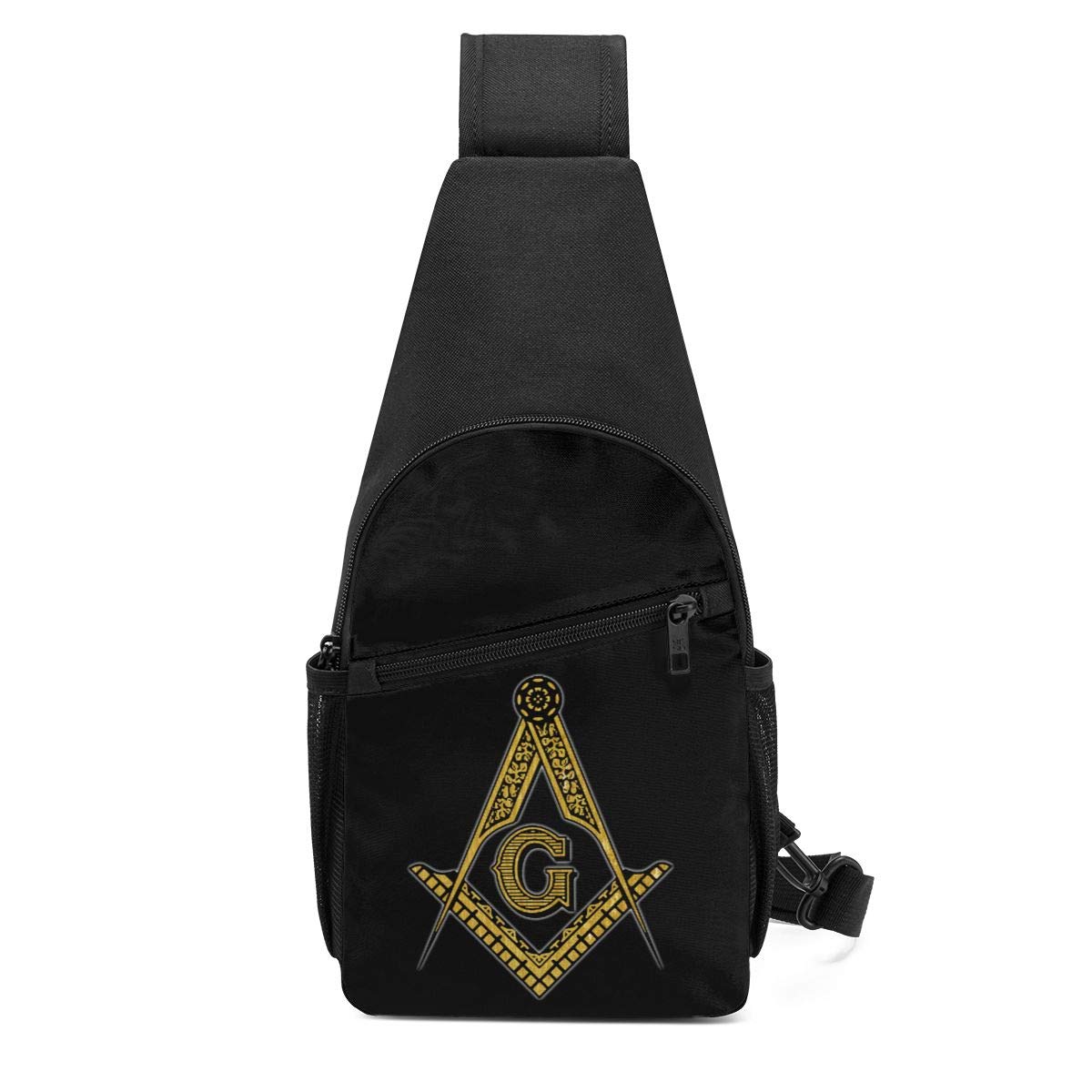 QIUYELONG Sling Backpack,Travel Hiking Daypack Pattern Rope Crossbody Shoulder Bag Masonic Symbol Printed One Size