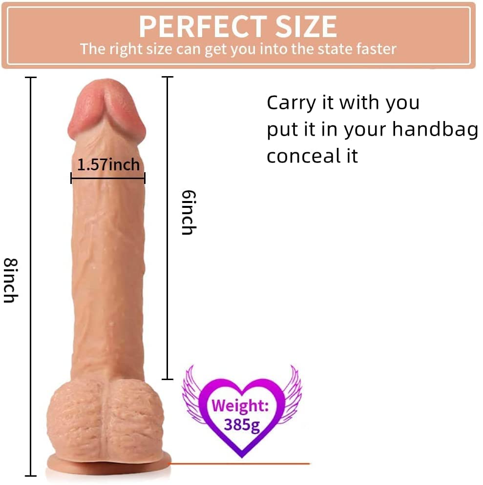 Silicone Realistic Dildo for Beginners Flexible Lifelike Penis 8 Inches for Women Couple for G-Spot Stimulation Dildos