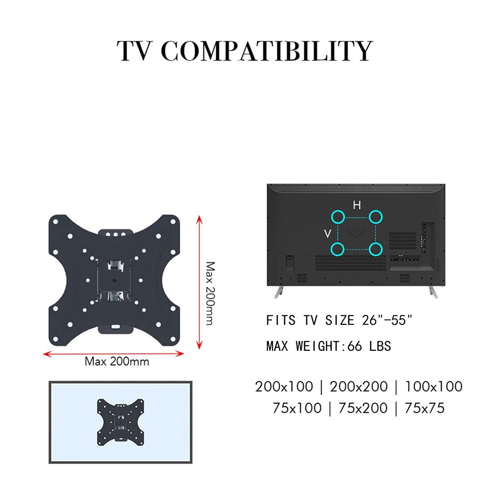 Universal Tv Stand Height Adjustable Tv Mount Stand Table Top Tv Base with Heavy-Duty Base for 32-55 Inch Led Flat Screen Tvs Hold Up to 88Lbs