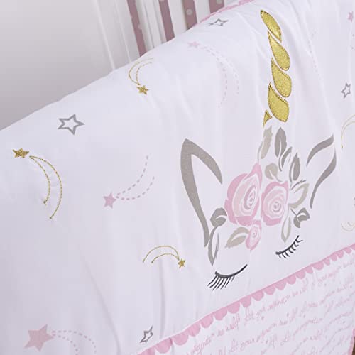 Sammy & Lou Mystical Dreams 4-Piece Baby Nursery Crib Bedding Set for Girls, Includes Quilt, Fitted Crib Sheet, Crib Skirt, and Plush Toy