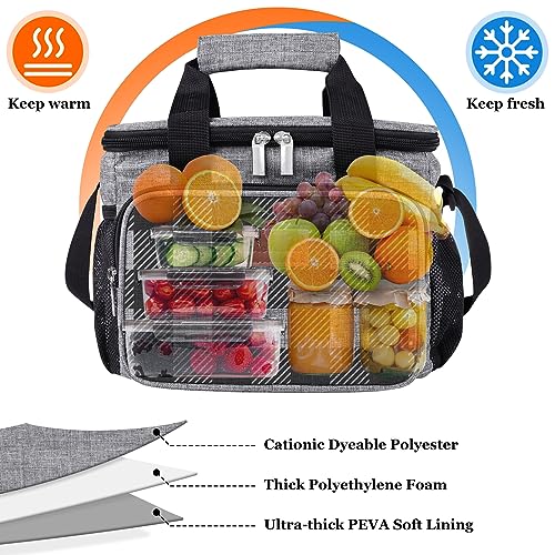ToteTastic Lunch Bag for Women/Men, Insulated Reusable Lunch Box, LeakProof Lunch Tote Bag with Adjustable Shoulder Strap, Front Zipper Pocket and Dual Large Side Pockets for Work/Picnicl(9L,Plaid)