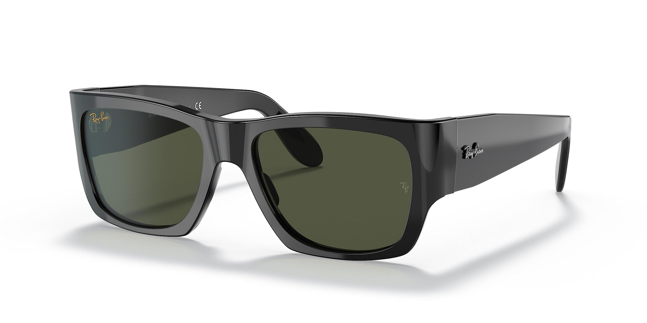 Ray-Ban RB2187 Nomad Square Sunglasses, Black/G-15 Green, 54 mm