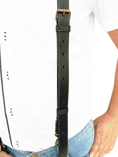 Rowmanlin Mens Suspenders with Snap Hooks on Belt Loops Genuine Cowhide Leather Adjustable Tuxedo Wedding for Gifts