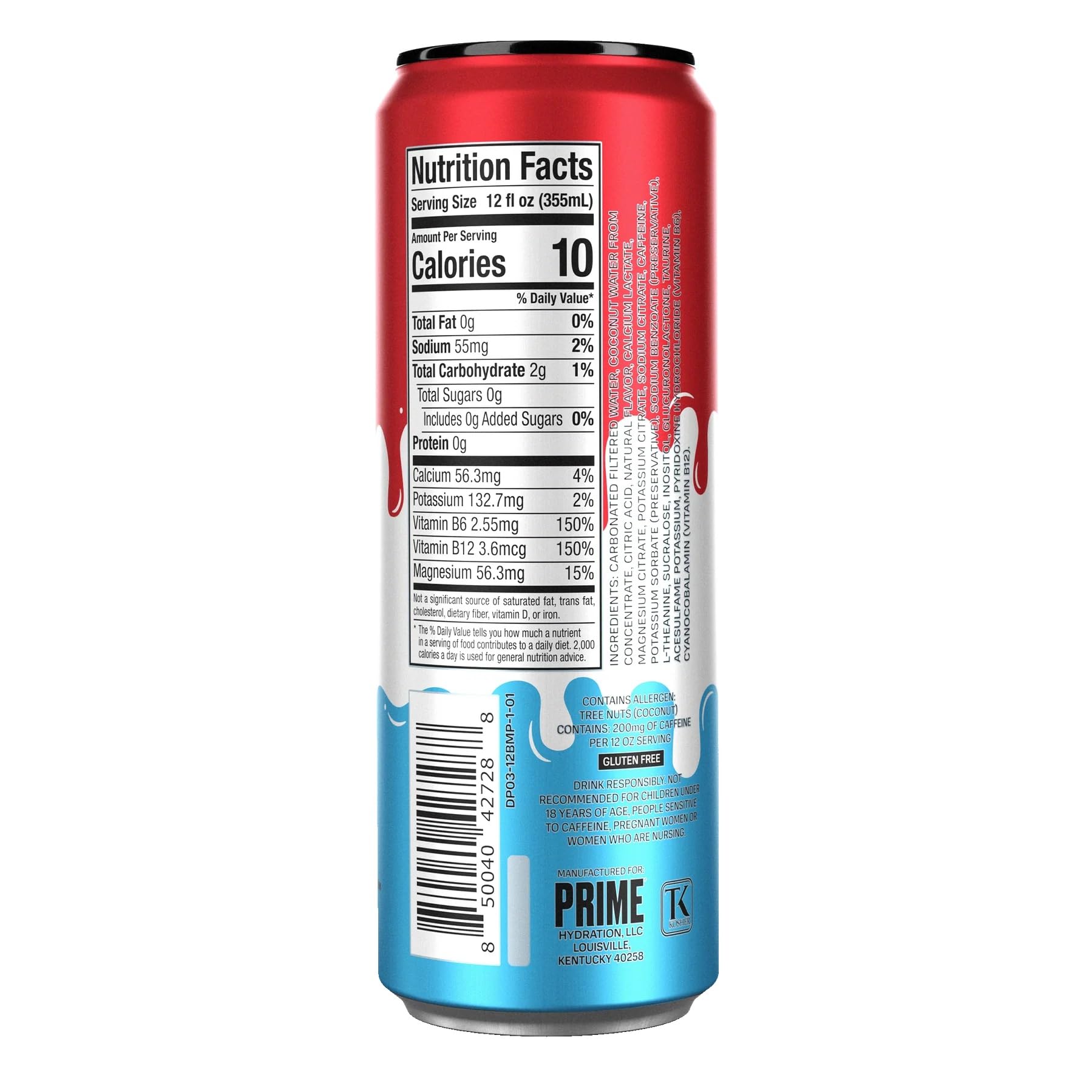 PRIME Energy ICE POP | Zero Sugar Energy Drink | Preworkout Energy | 200mg Caffeine with 355mg of Electrolytes and Coconut Water for Hydration| Vegan | Gluten Free |12 Fluid Ounce | 12 Pack