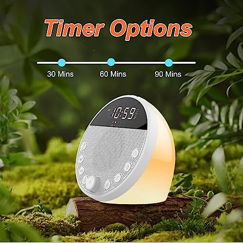White Noise Machine with 18 Soothing Sounds, Digital Alarm Clock, 8 Light Colors and Timer Options,Sound Machine for Babies and Kids, Noise Machine for Better Sleep and Relaxation