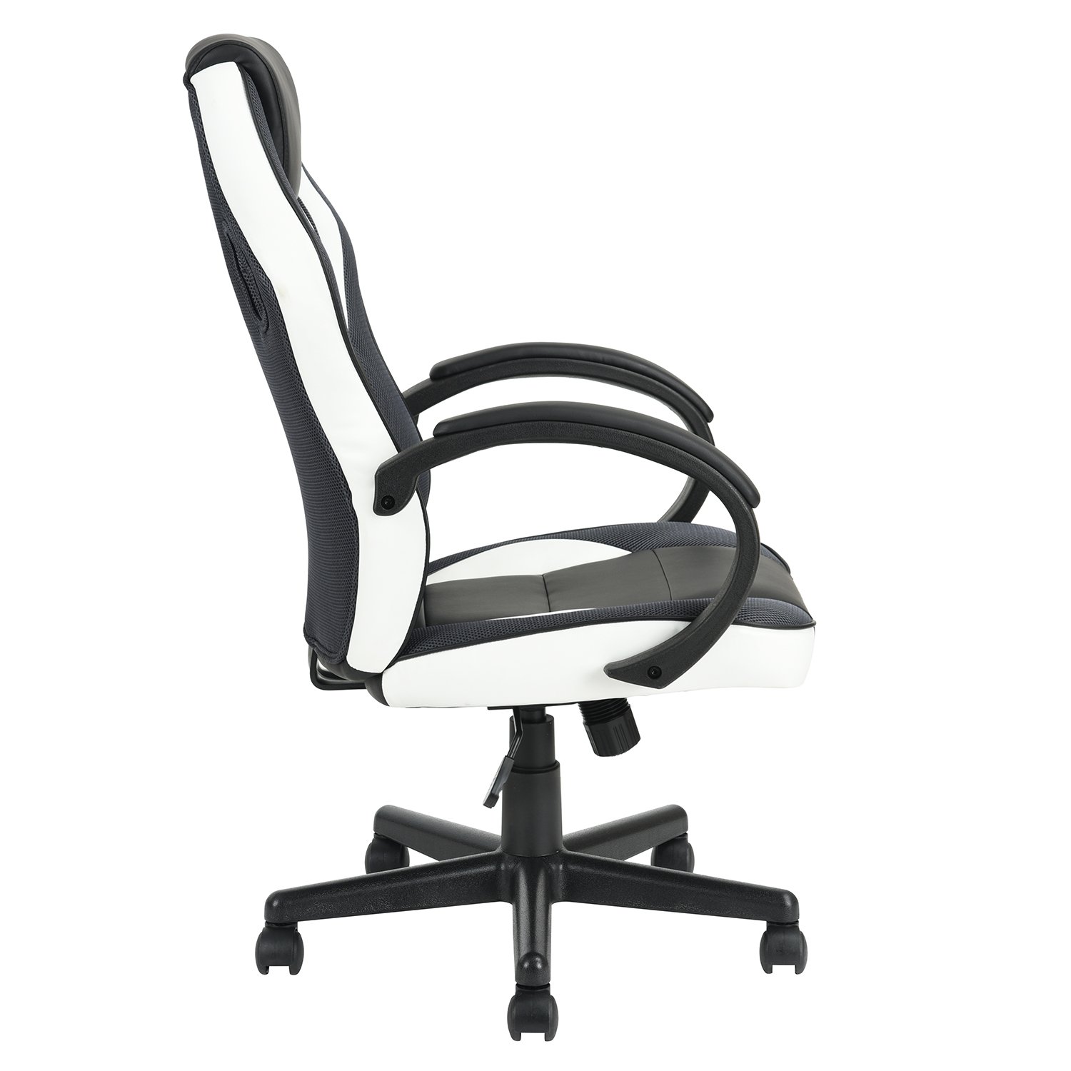 Office Chair, Ergonomic Computer Gaming Chair PU Leather Comfortable Swivel Task Home Office Executive Desk Chair High Back with Padded Armrests, Black/White