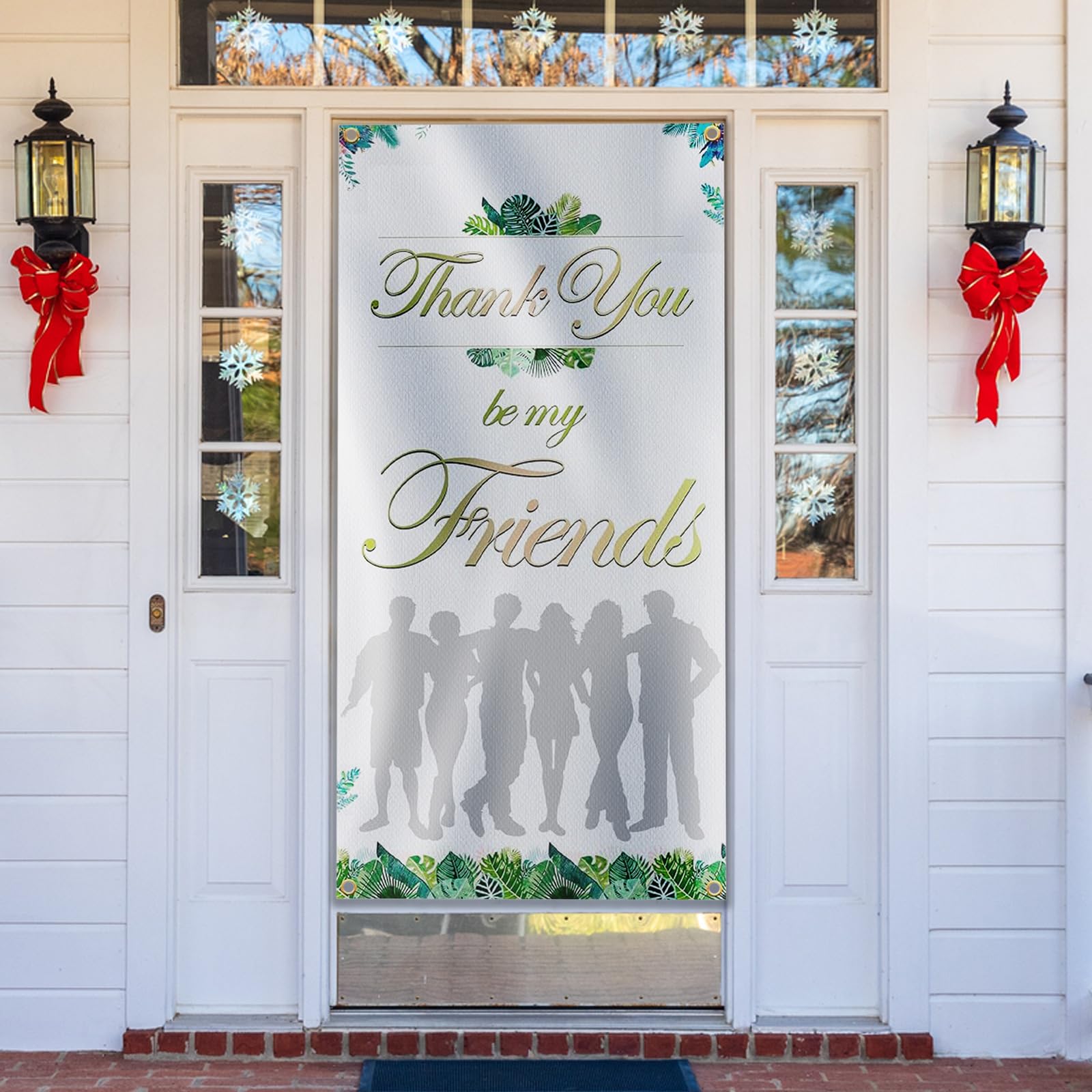Thank You Be My Friend Door Banner Girls Party Door Cover Thank You Party Backdrop Friends Party Background for Birthday/Anniversary/Graduation/Engagement/Thanksgiving Day Party Decorations (White)