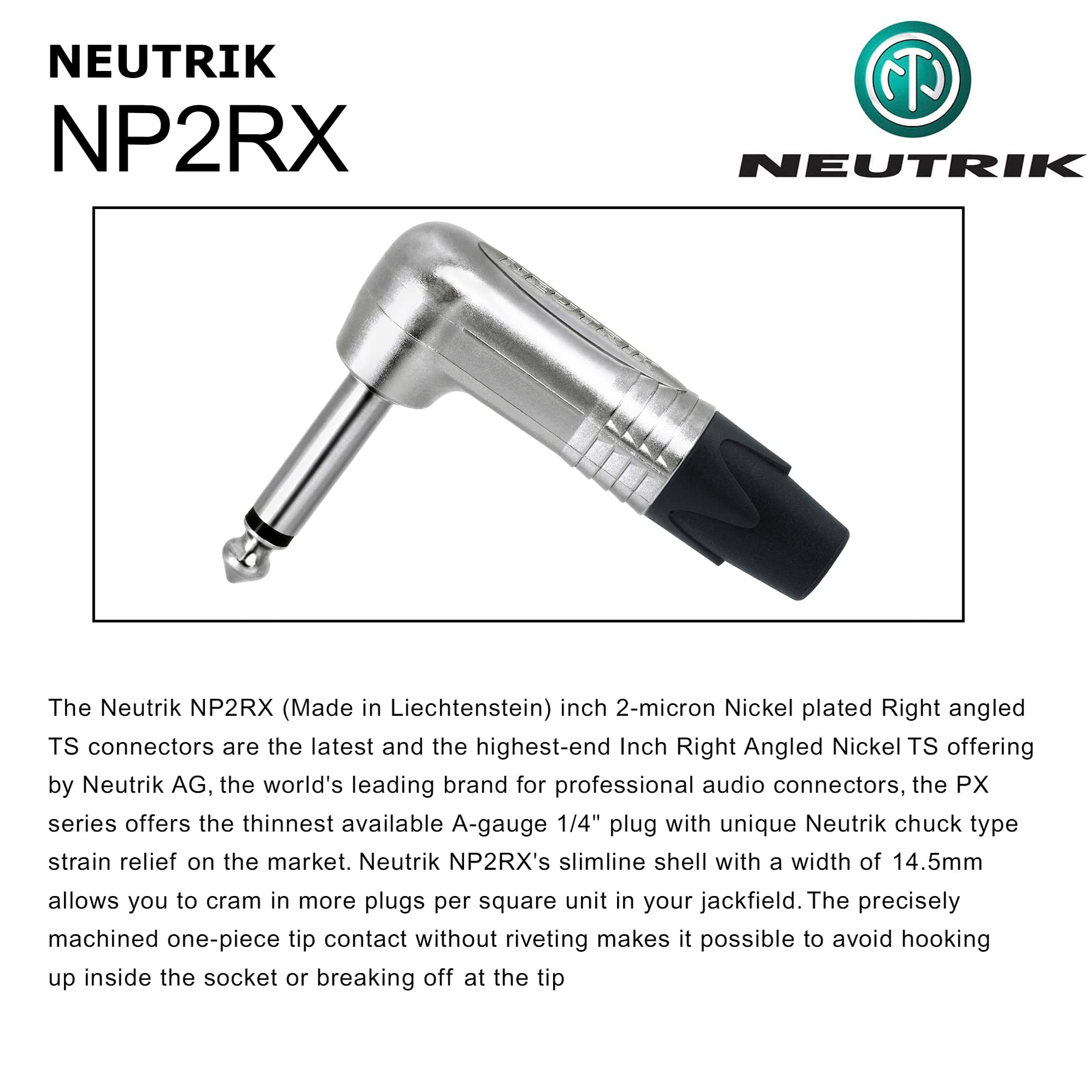 WORLDS BEST CABLES 20 Foot - Guitar Bass Instrument Cable Custom Made Using Mogami 2524 Wire and Neutrik NP2RX & NP2X ¼ Inch (6.35mm) TS Connectors