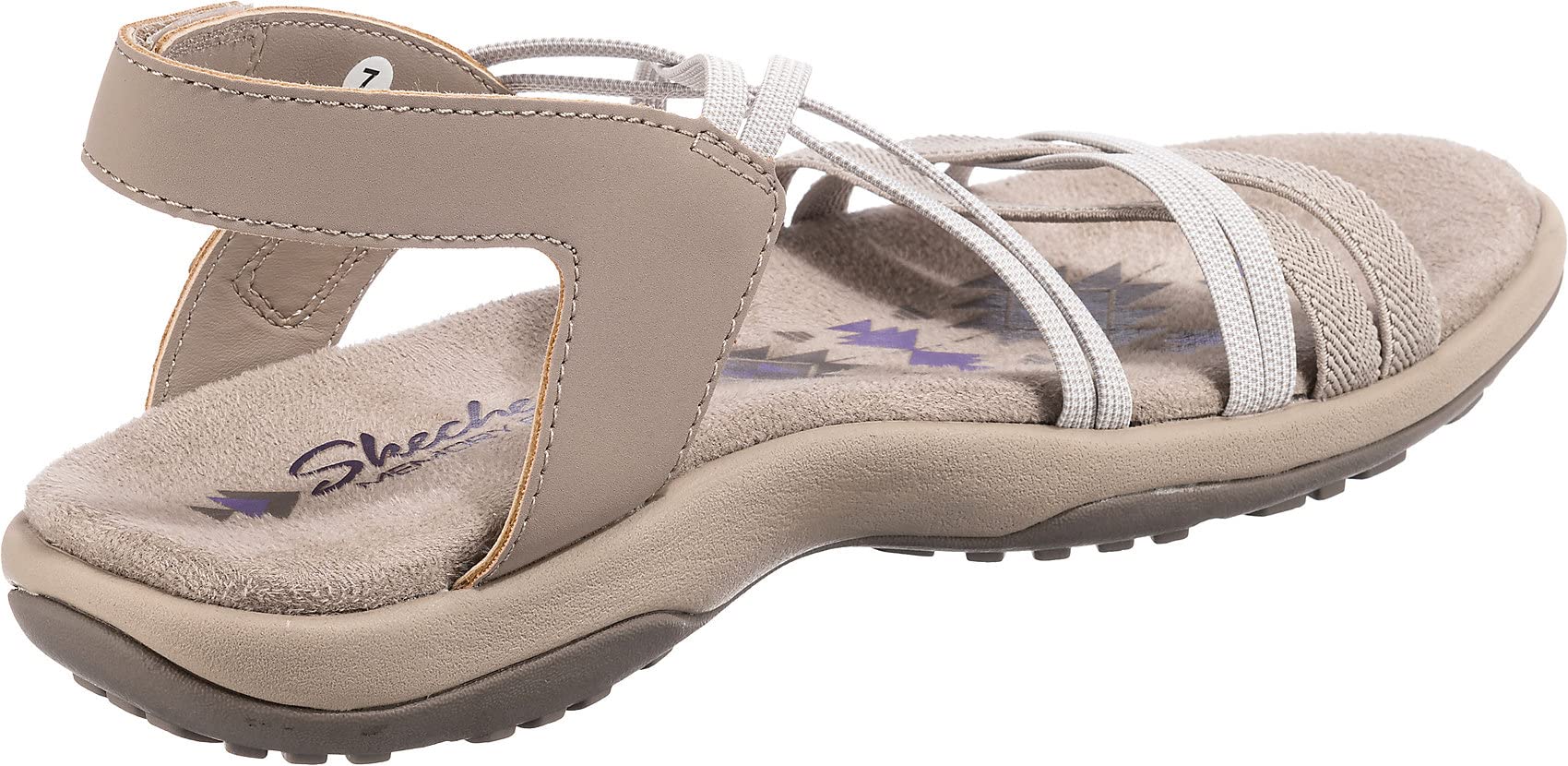 Skechers Women's Reggae Slim-Takes Two Flat Sandal, Taupe, 6 Wide