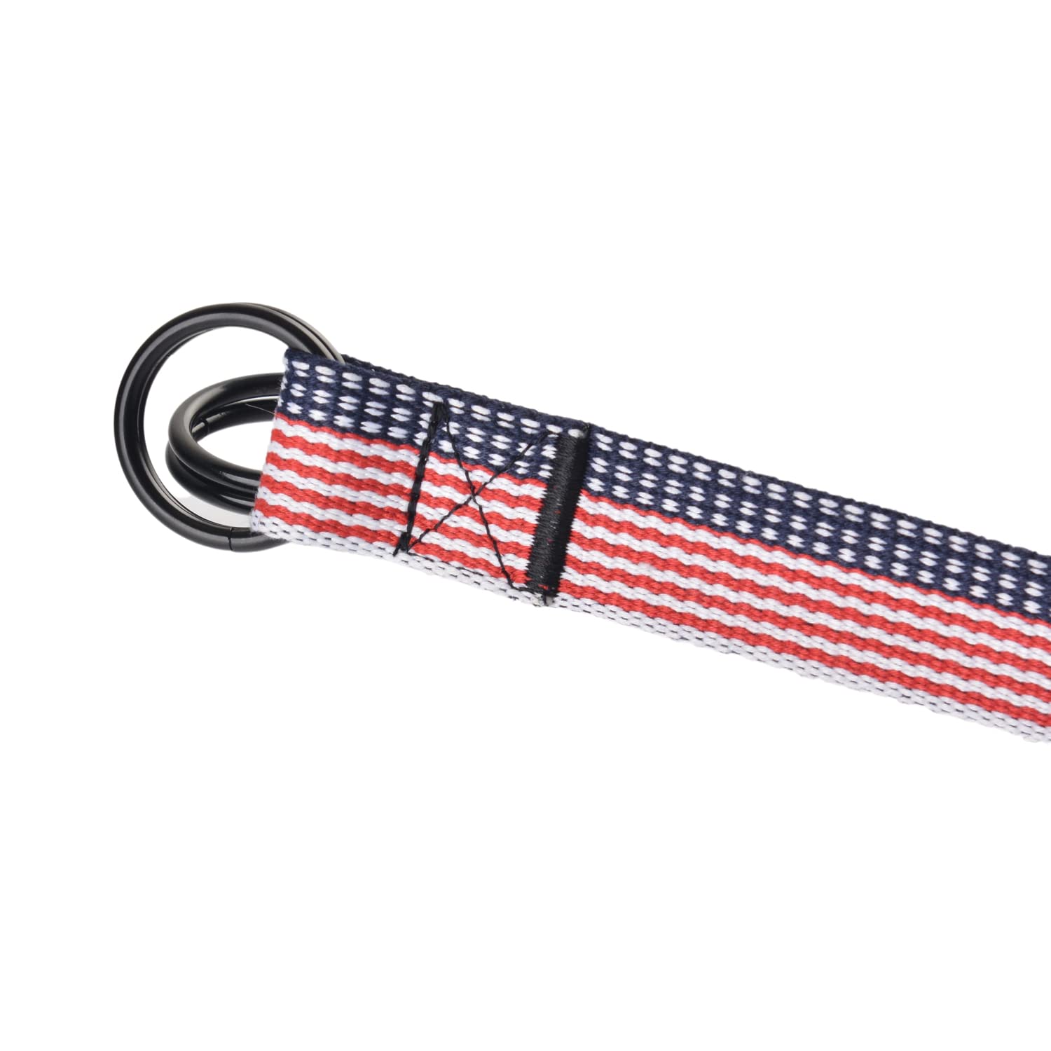 YWHCHI Canvas Belt - 2 Pack Solid Color Cloth 1.18-Inch Wide Double D-Ring Web Belts (Red White Blue, (Belt length: 100 cm / 39.3 inches))