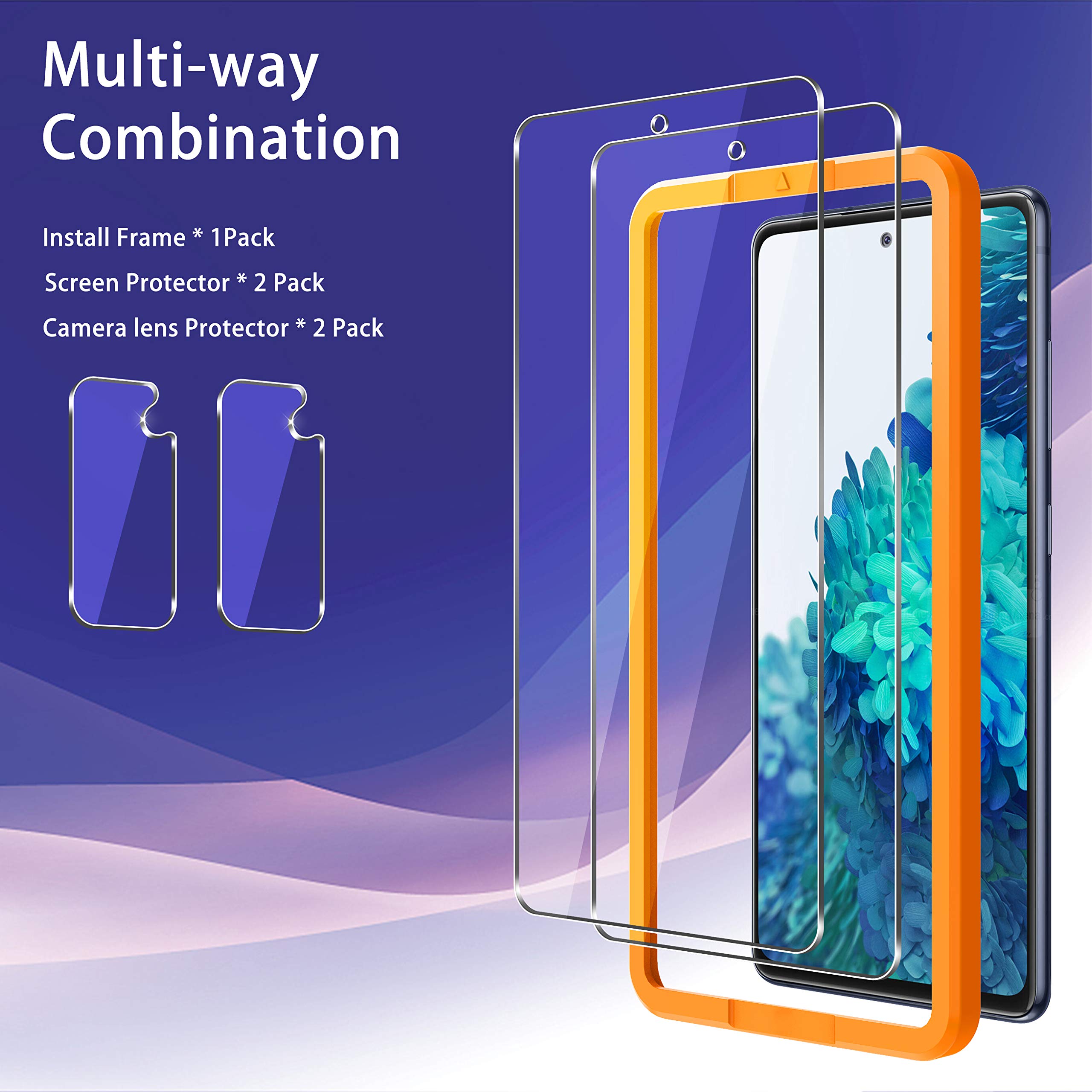 UniqueMe [2+2 Pack] Compatible for Samsung Galaxy S20 FE 5G/ Fan Edition 5G Camera Lens Protector and Screen Protector, Tempered Glass HD Clear [Anti-Scratch] [Bubble Free]