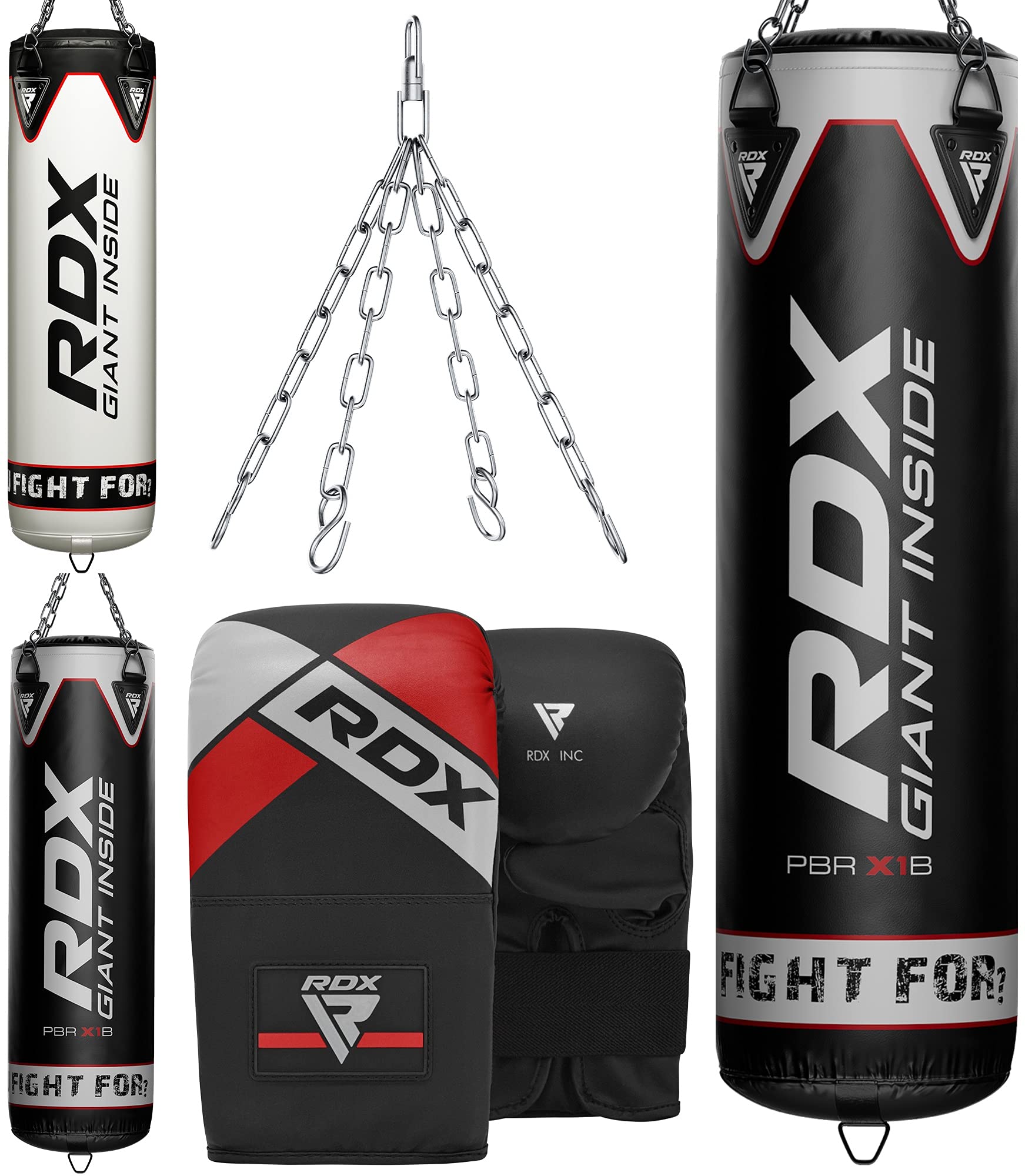 RDX Punching Bag UNFILLED Set Kick Boxing Heavy MMA Training with Gloves Punching Mitts Hanging Chain Muay Thai Martial Arts 4FT 5FT